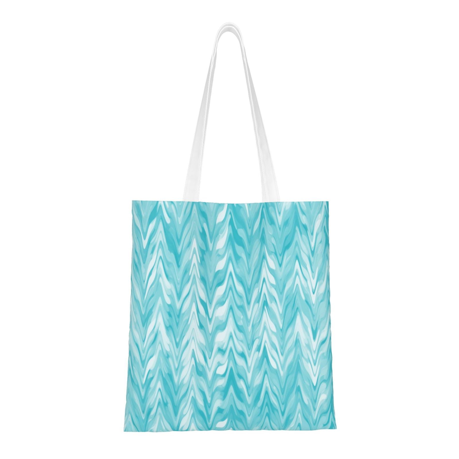 ZNDUO Canvas Tote Bag, Blue Repeating Wave Pattern Reusable Grocery ...