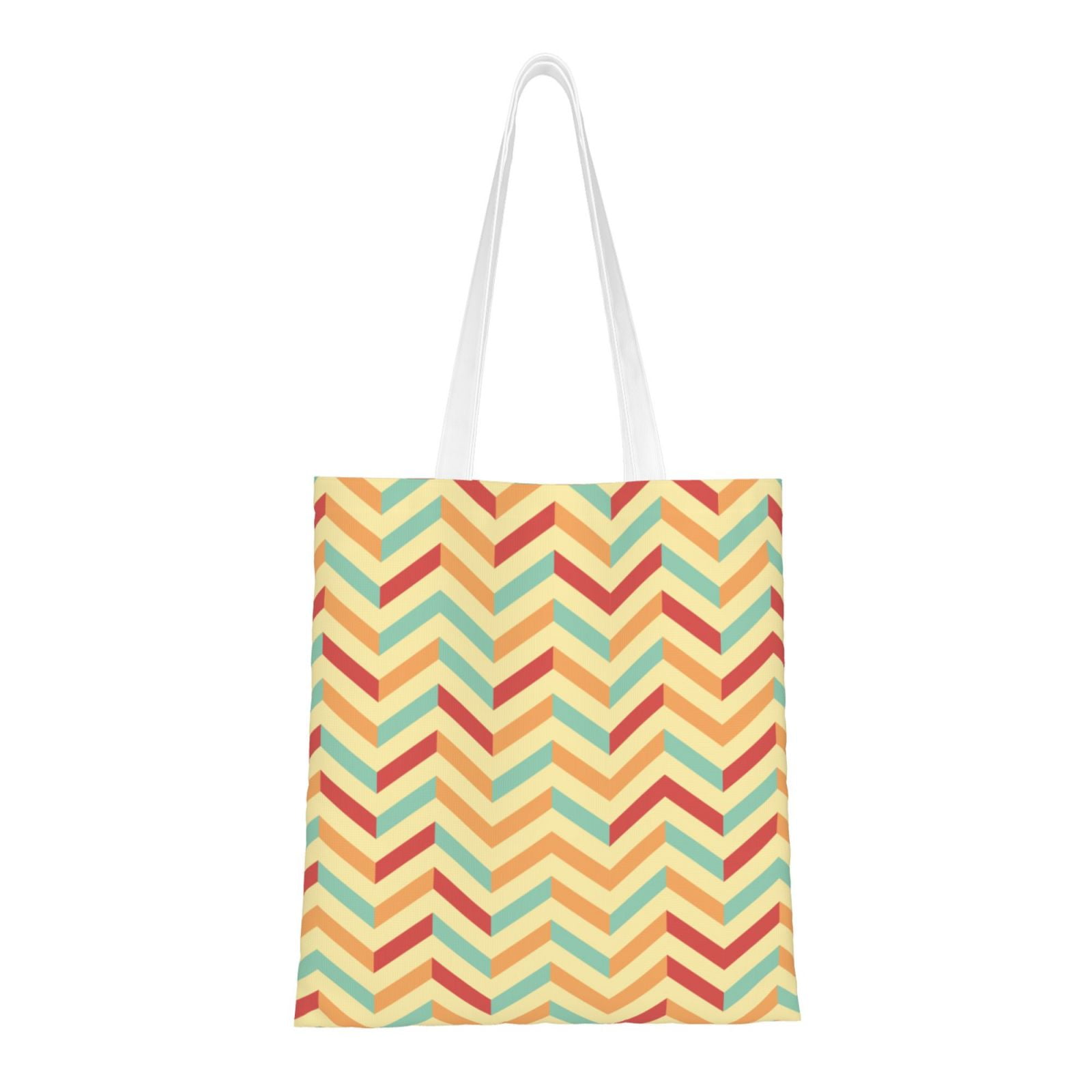 ZNDUO Canvas Tote Bag, Colorful Simple Geometry Pattern Reusable ...