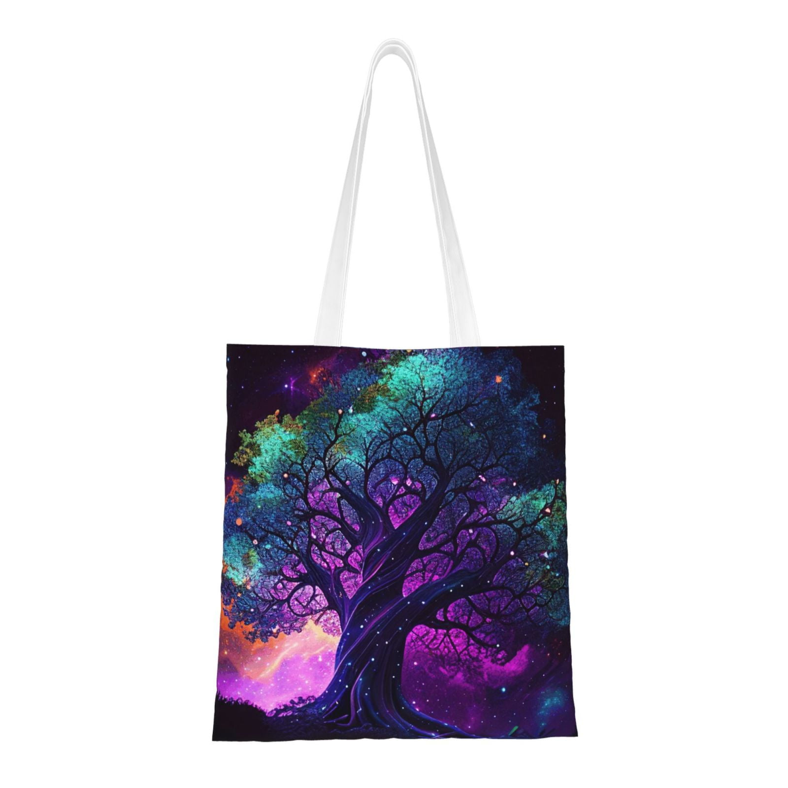 ZNDUO Canvas Tote Bag, Fairy Tale Mysterious Tree Pattern Reusable ...