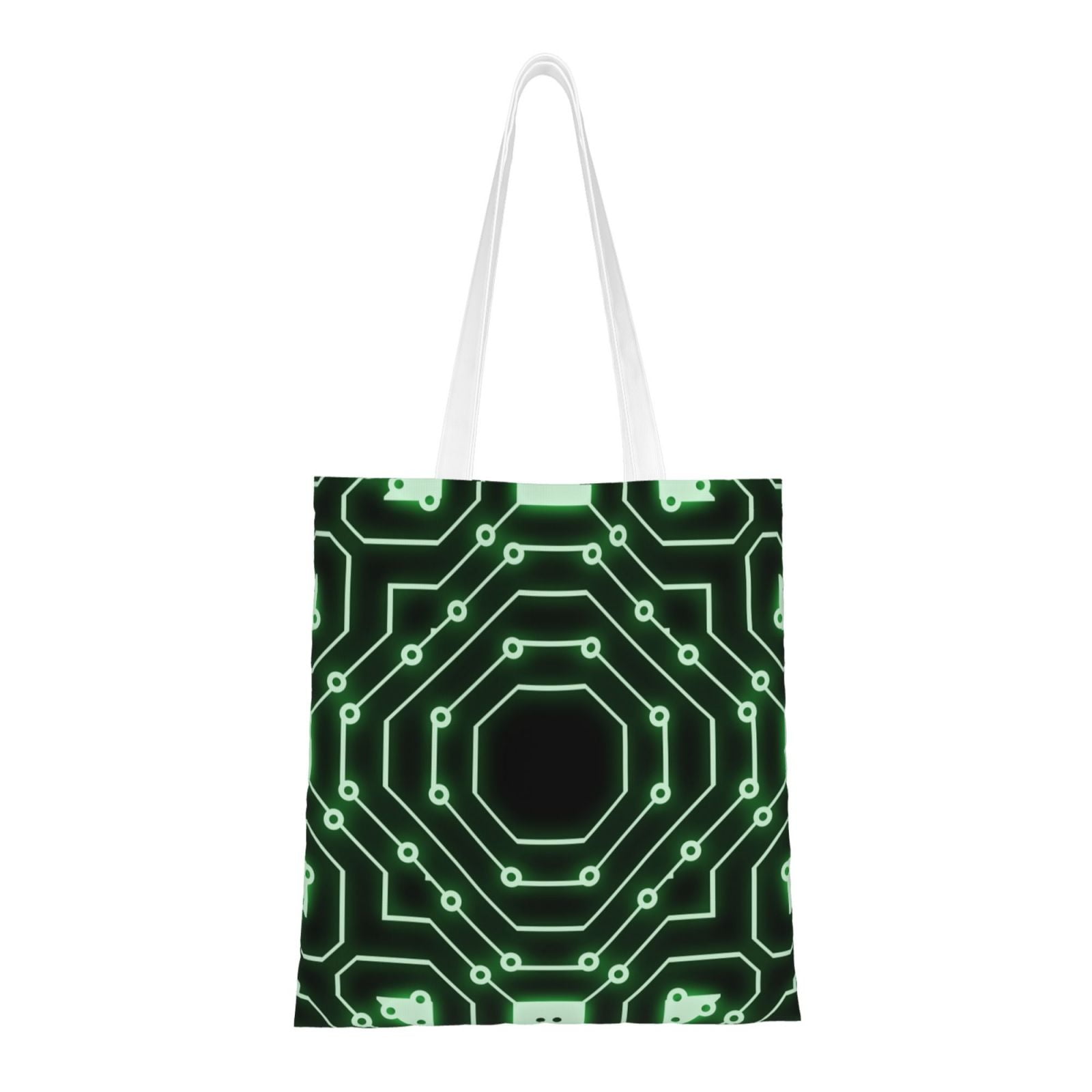 ZNDUO Canvas Tote Bag, Green Chip Circuit Pattern Reusable Grocery Bags ...