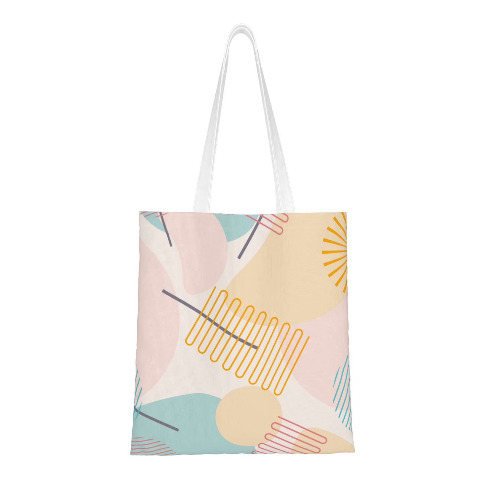 ZNDUO Canvas Tote Bag, Interesting Line Geometry Pattern Reusable ...