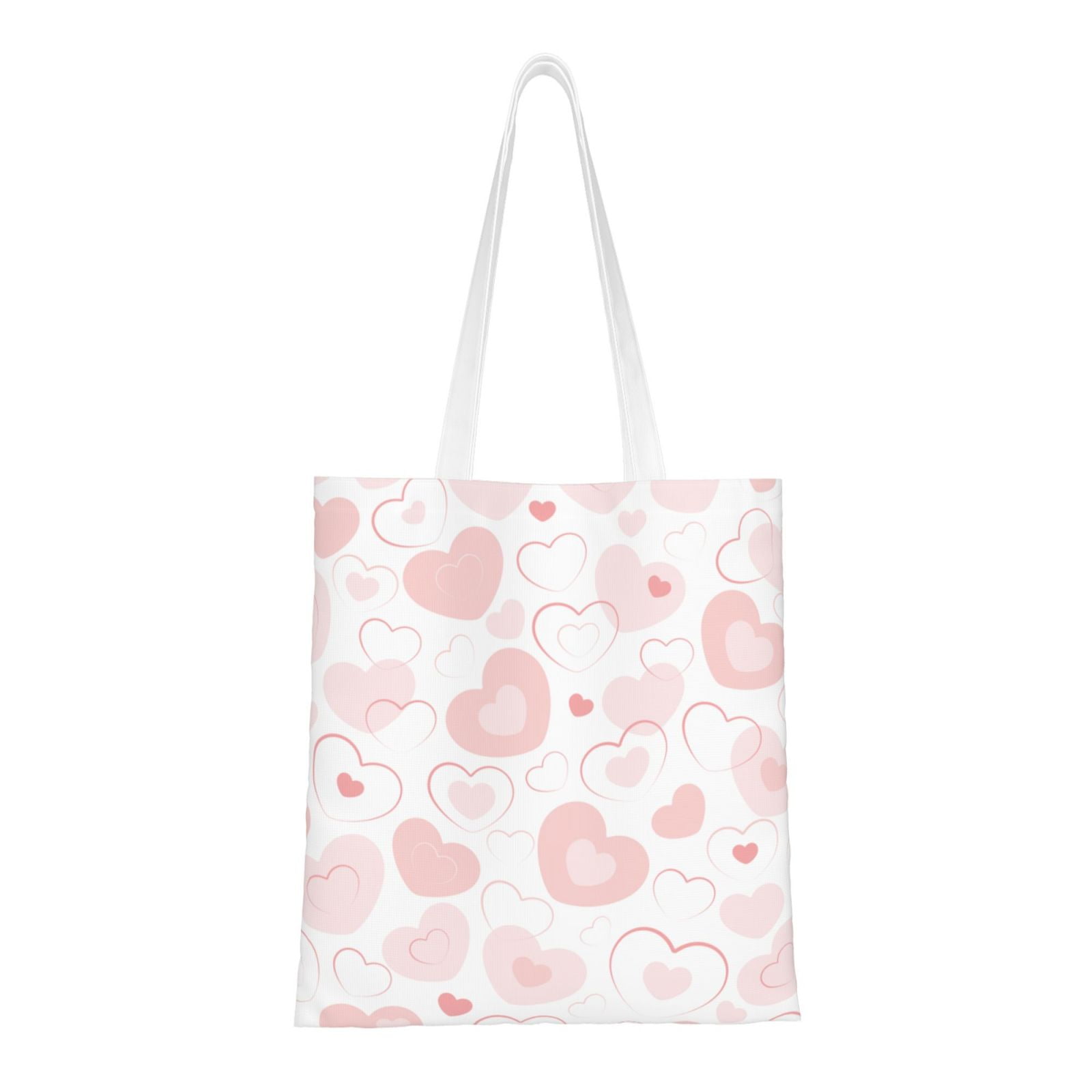 ZNDUO Canvas Tote Bag, Pink Romantic Love Pattern Reusable Grocery Bags ...