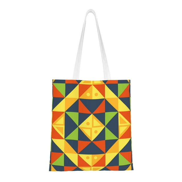 ZNDUO Canvas Tote Bag, Square Triangle Geometry Pattern Reusable ...