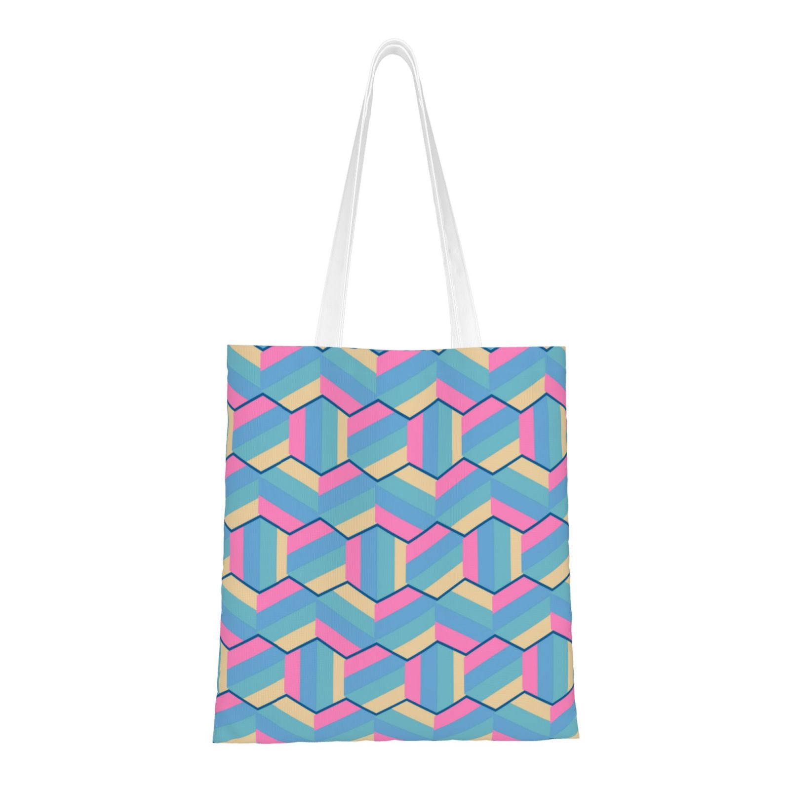 ZNDUO Canvas Tote Bag, Zigzag Wavy Kawaii Pattern Reusable Grocery Bags ...
