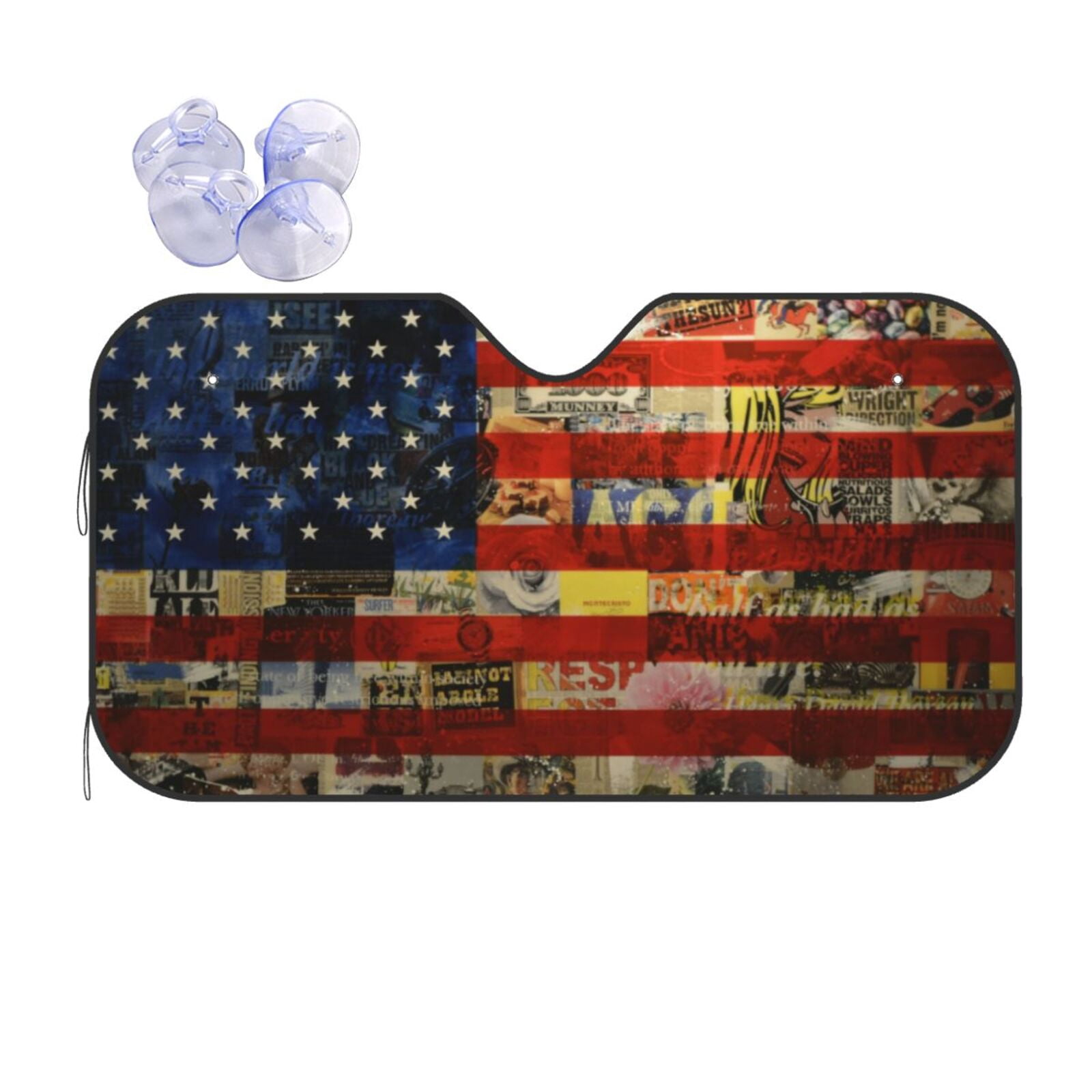 ZNDUO Car Windshield Sun Shade, American Flag Art Pattern Windshield ...