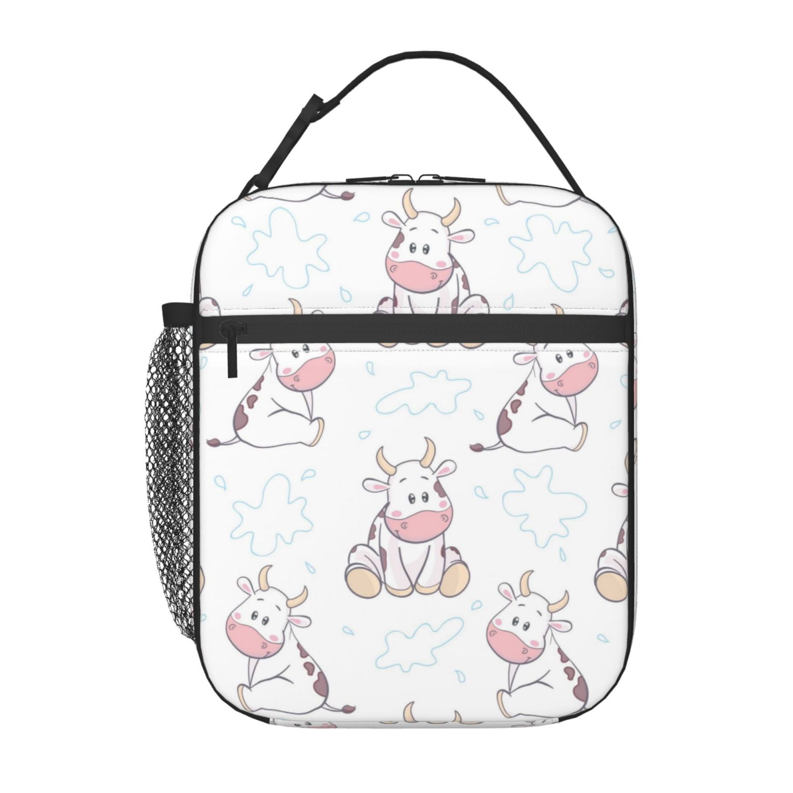 ZNDUO Cartoon Cows Animals Doodle Pattern Lunch Bag, Reusable Leakproof ...