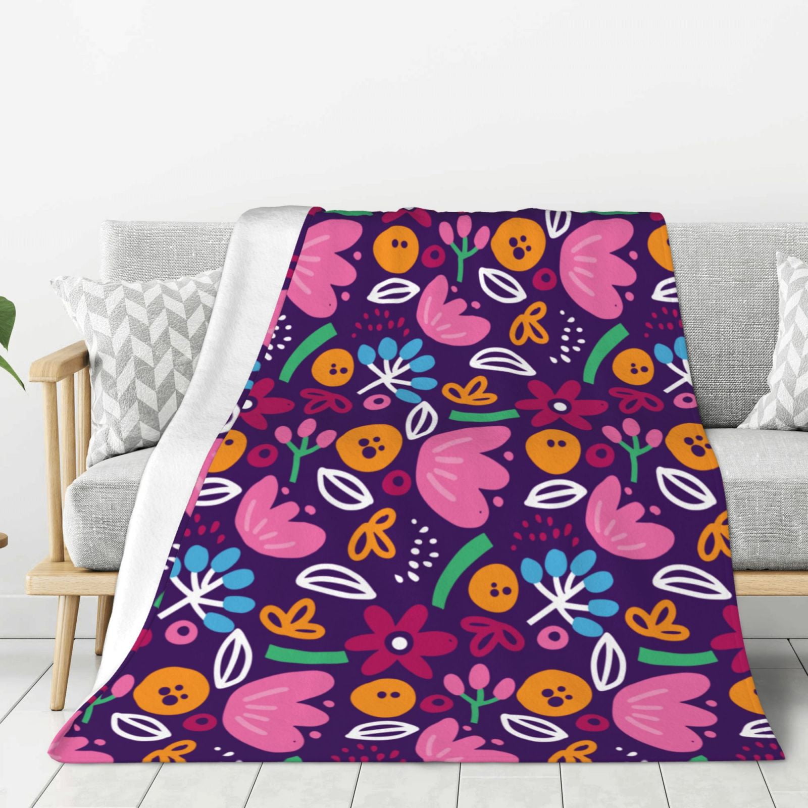 ZNDUO Cartoon Flower Doodle Art Pattern Pattern Thickening Blanket ...