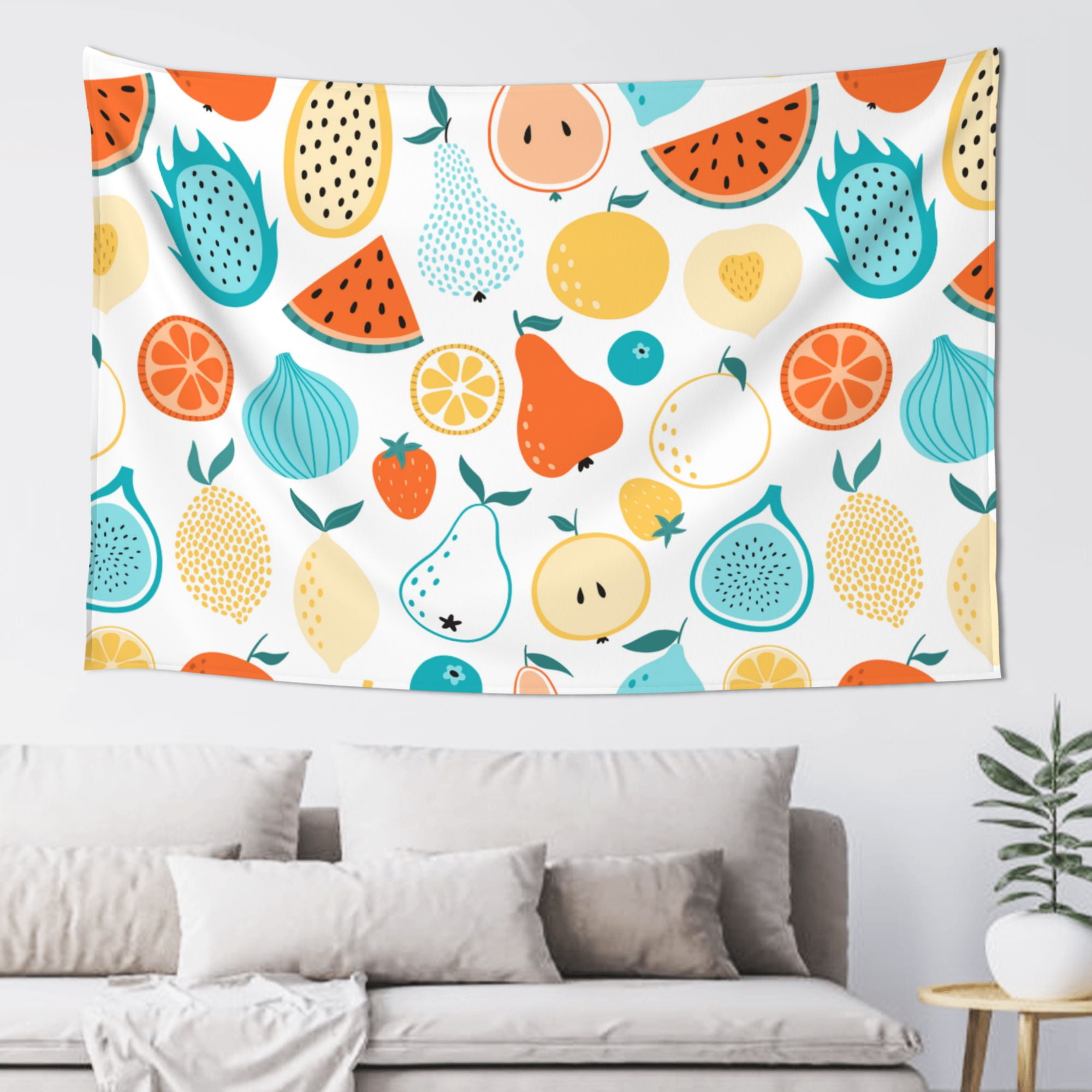 ZNDUO Cartoon Fruit Watercolor Art Tapestry, Wall Tapestries for ...