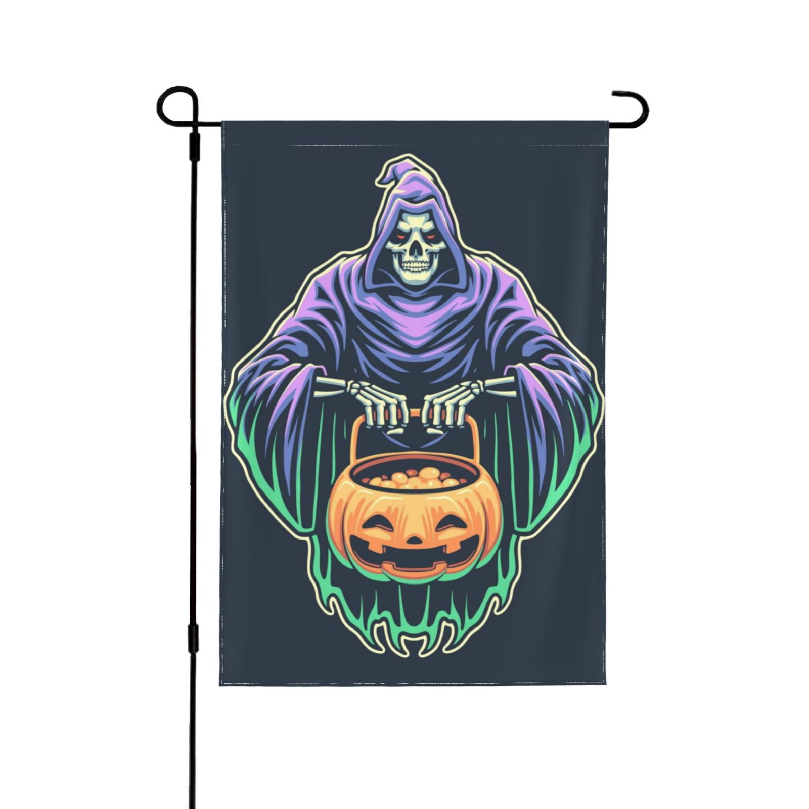 ZNDUO Cartoon Skull Spooky Reaper Pattern Halloween Garden Flag, Small ...