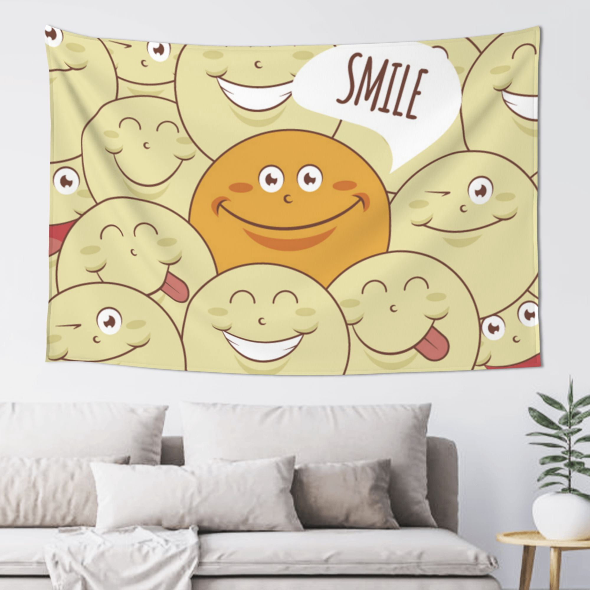 ZNDUO Cartoon Smile Emoticon Tapestry, Wall Tapestries for Bedroom, 60 ...