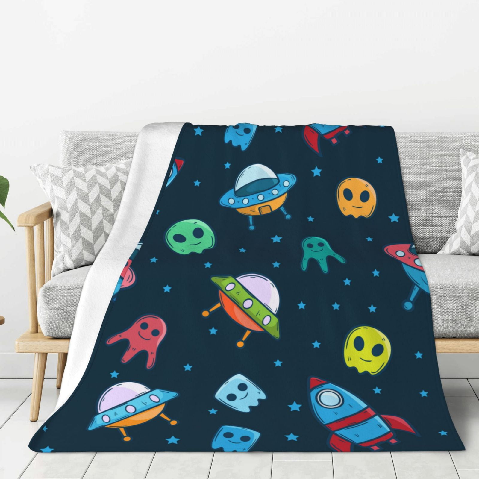 ZNDUO Cartoon Spaceship Rockets Pattern Pattern Thickening Blanket ...