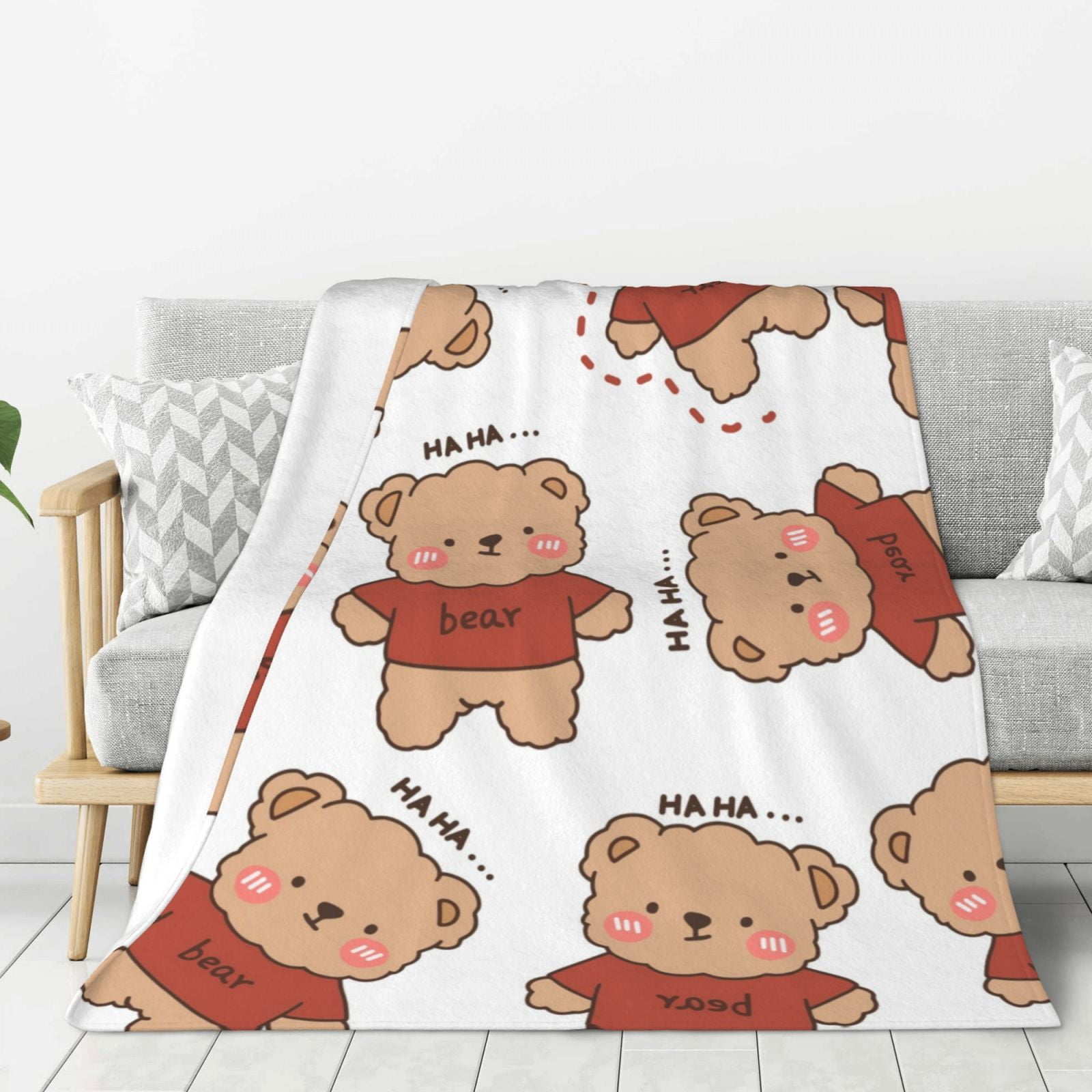 ZNDUO Cartoon Teddy Bear Seamless Pattern Pattern Thickening Blanket ...