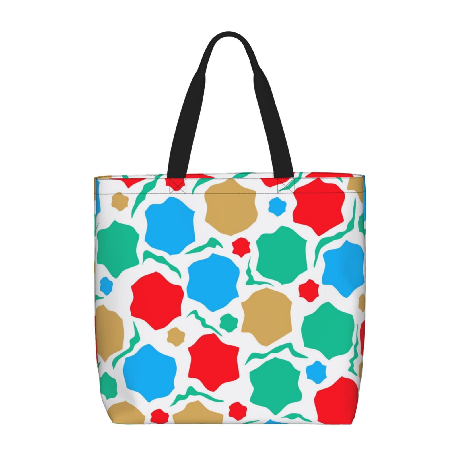 ZNDUO Colorful Hexagon Pattern Large Tote Bag, Zipper Lightweight Beach ...