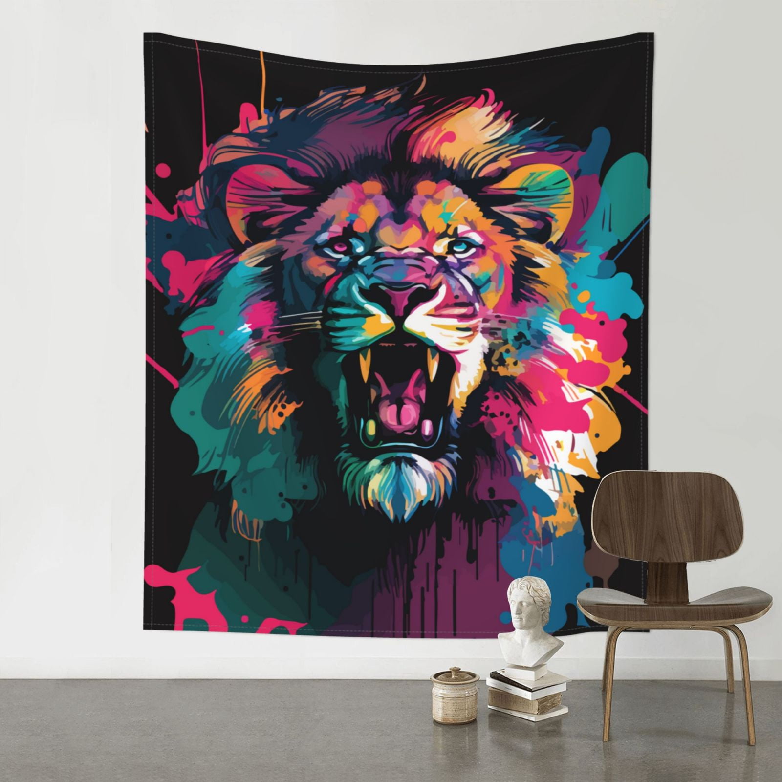 ZNDUO Colorful LIon Vector Art Pattern Wall Tapestry, Tapestries for ...