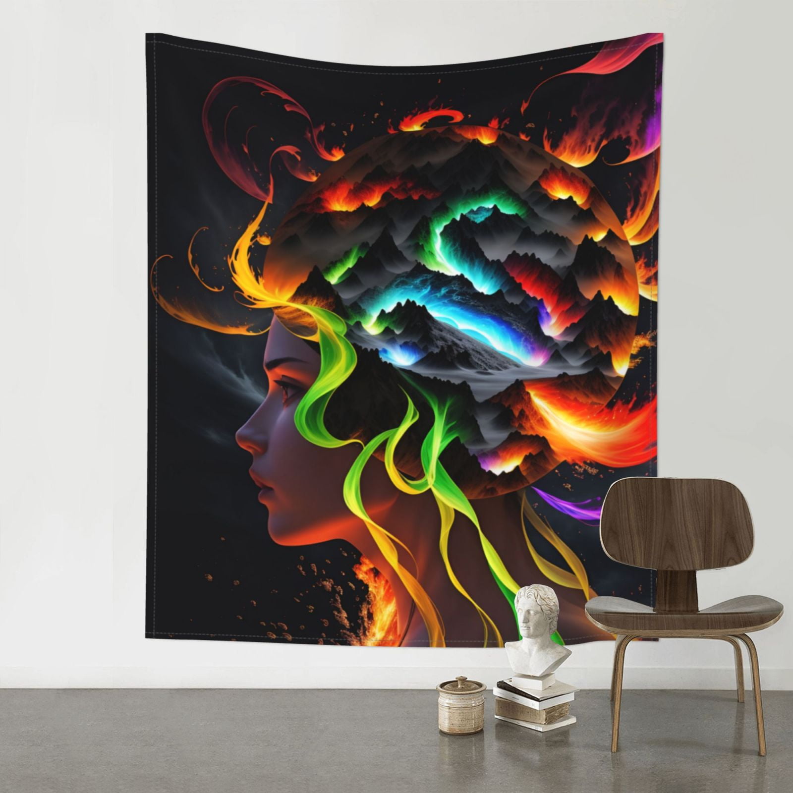 ZNDUO Colorful Neon Hair Art Pattern Wall Tapestry, Tapestries for ...