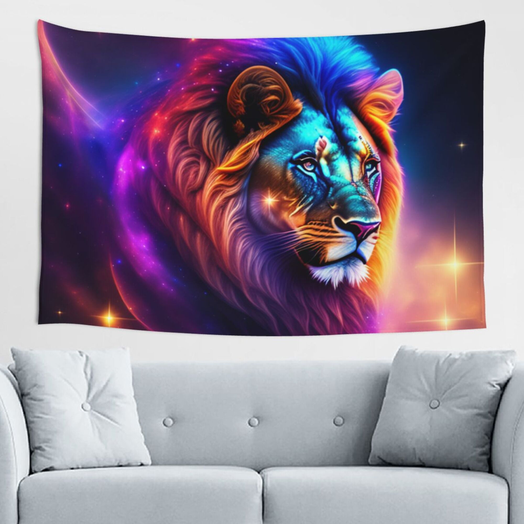 ZNDUO Colorful Purple Lion Wall Tapestry, Fantasy Tapestry for Bedroom ...