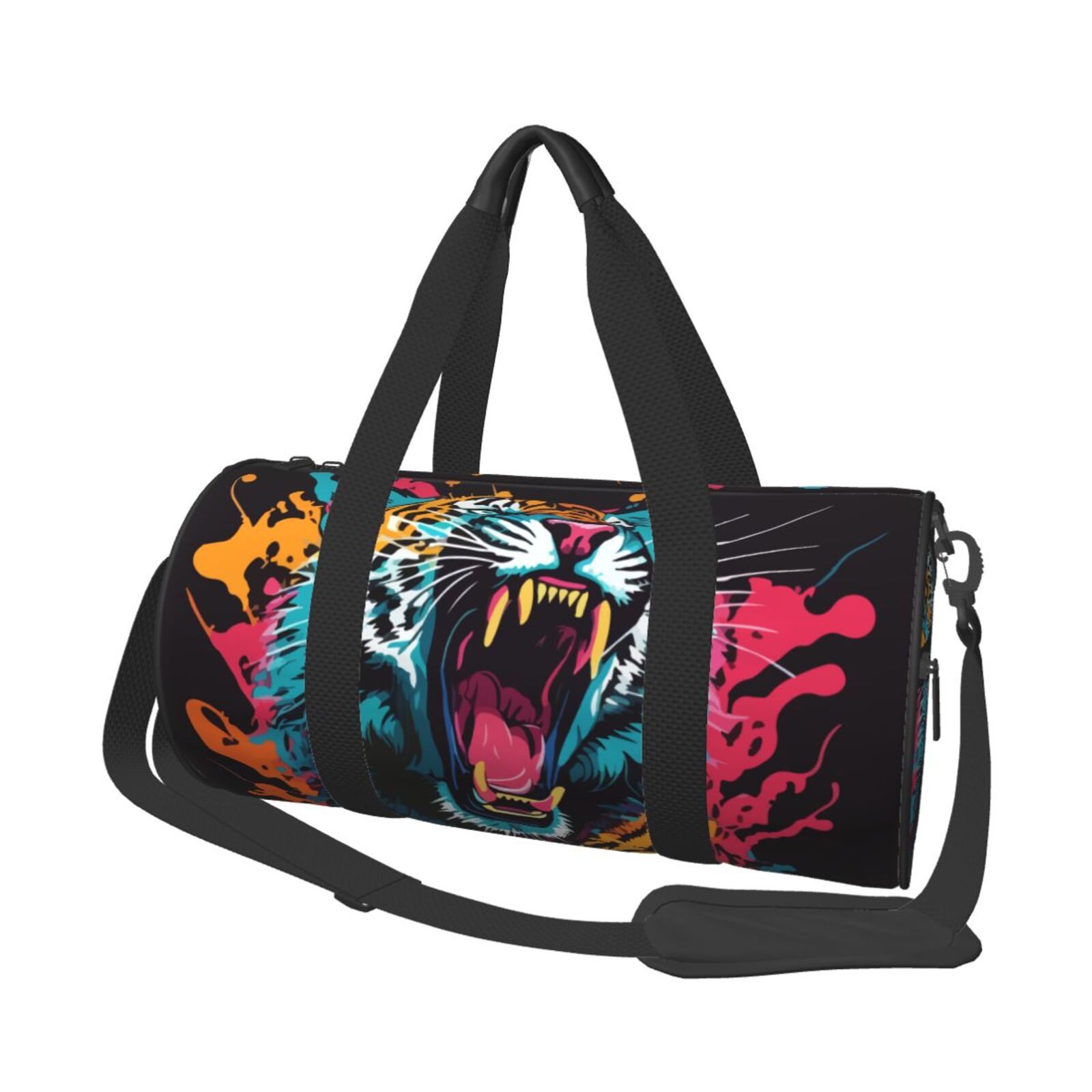 ZNDUO Colorful Tiger Vector Art Pattern Round Travel Bag, Sports Tote ...