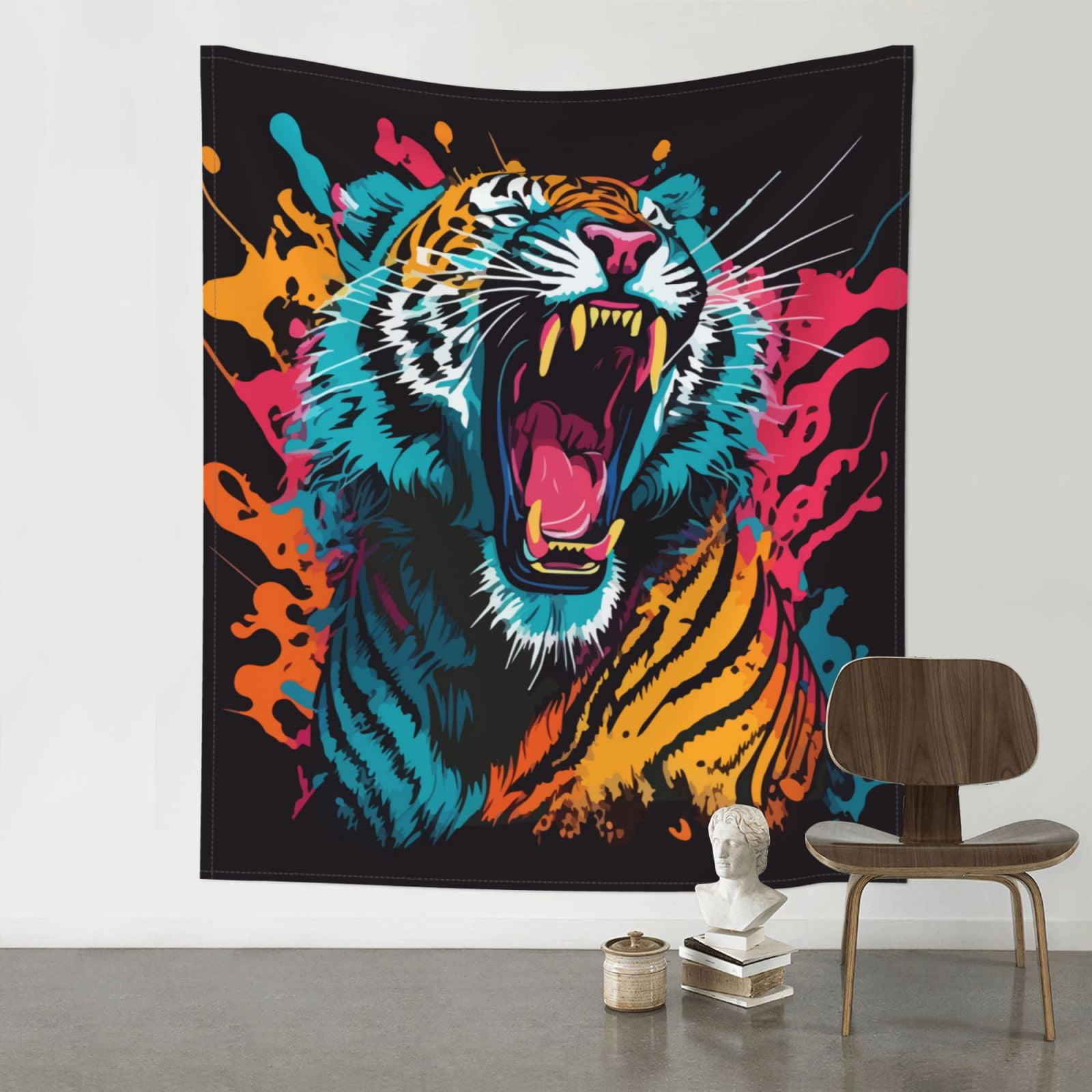 ZNDUO Colorful Tiger Vector Art Pattern Wall Tapestry, Tapestries for ...