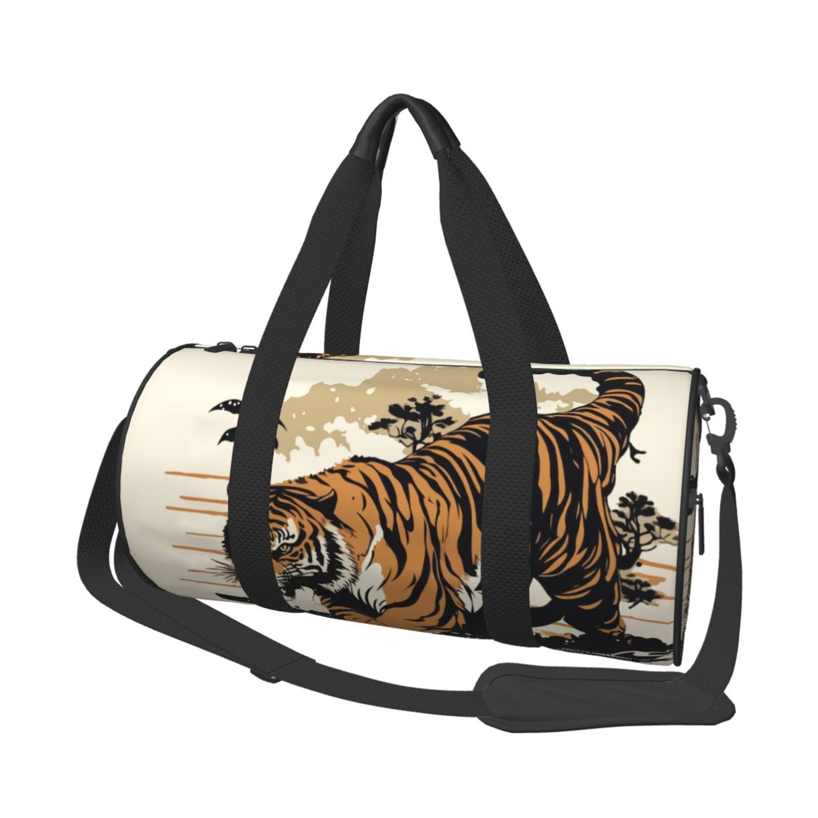 ZNDUO Colorful Vintage Style Japanese Tiger Pattern Round Travel Bag ...