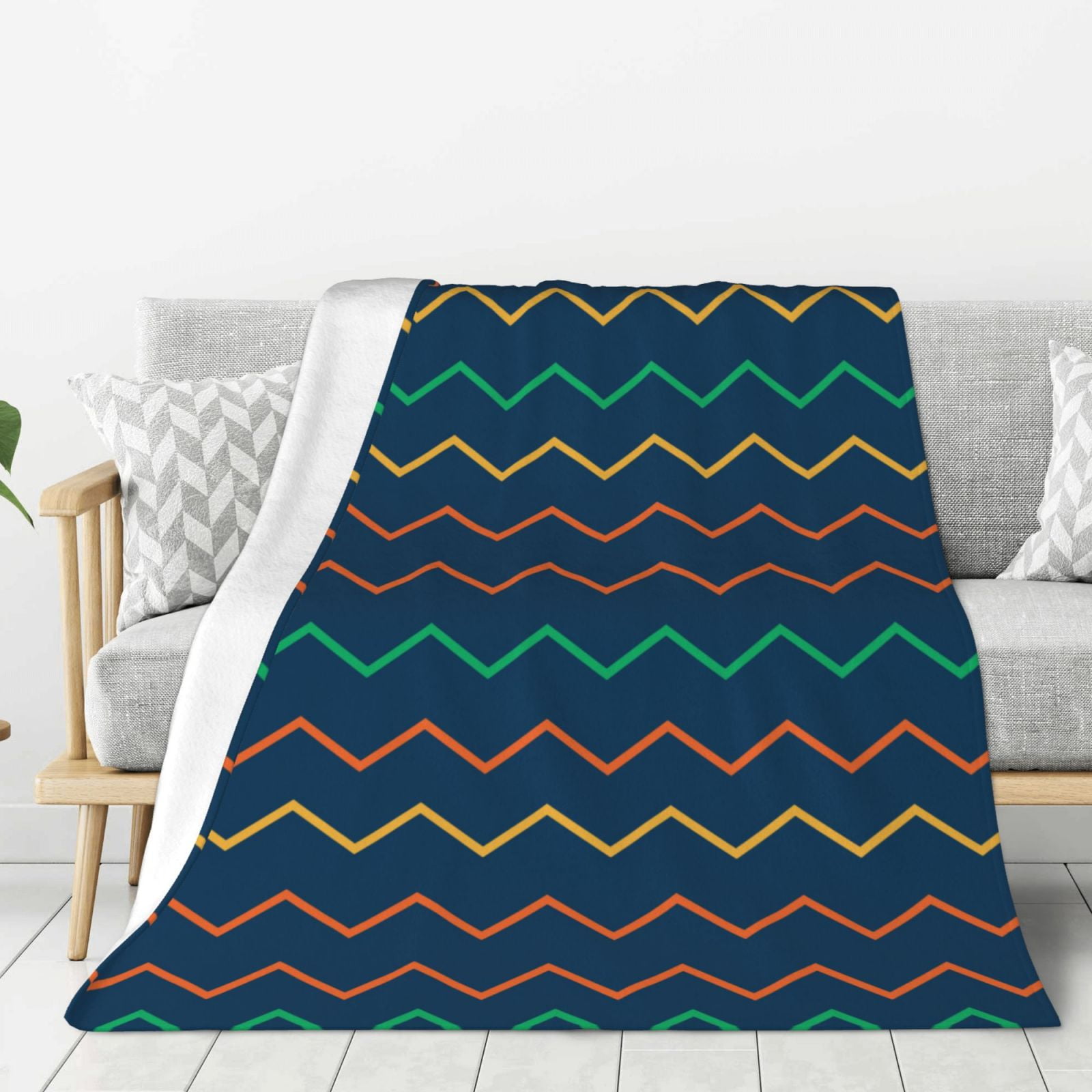 ZNDUO Colorful Zigzag Lines Pattern Pattern Thickening Blanket, Fluffy ...
