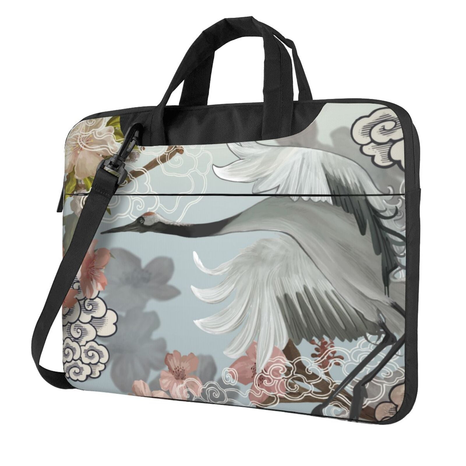 ZNDUO Crane Bird Floral Sketch Pattern Laptop Bag, 15.6 inch Business ...