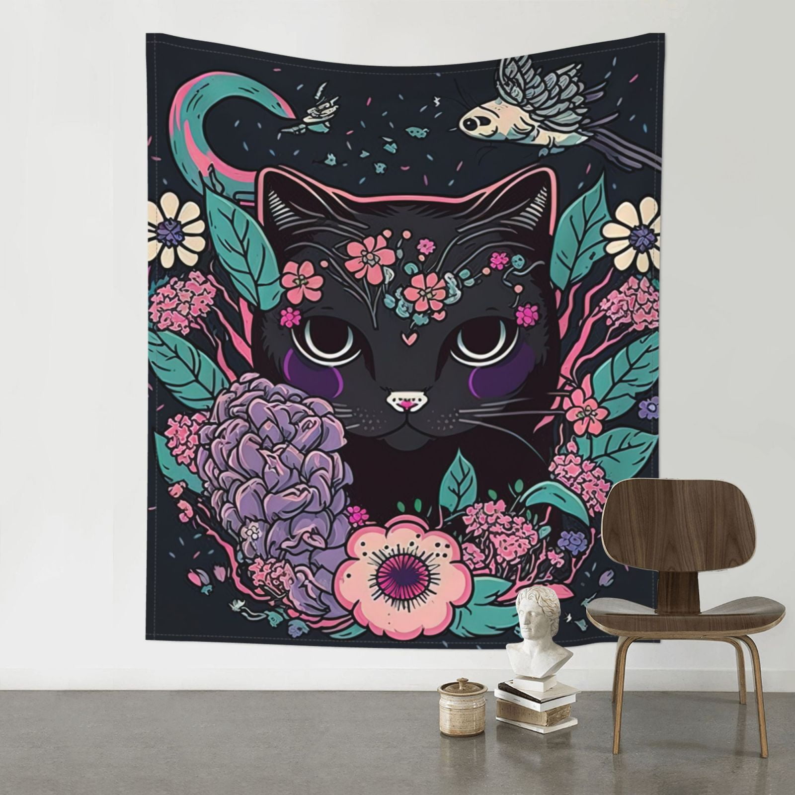 ZNDUO Creativity Flower Cat Pattern Wall Tapestry, Tapestries for ...