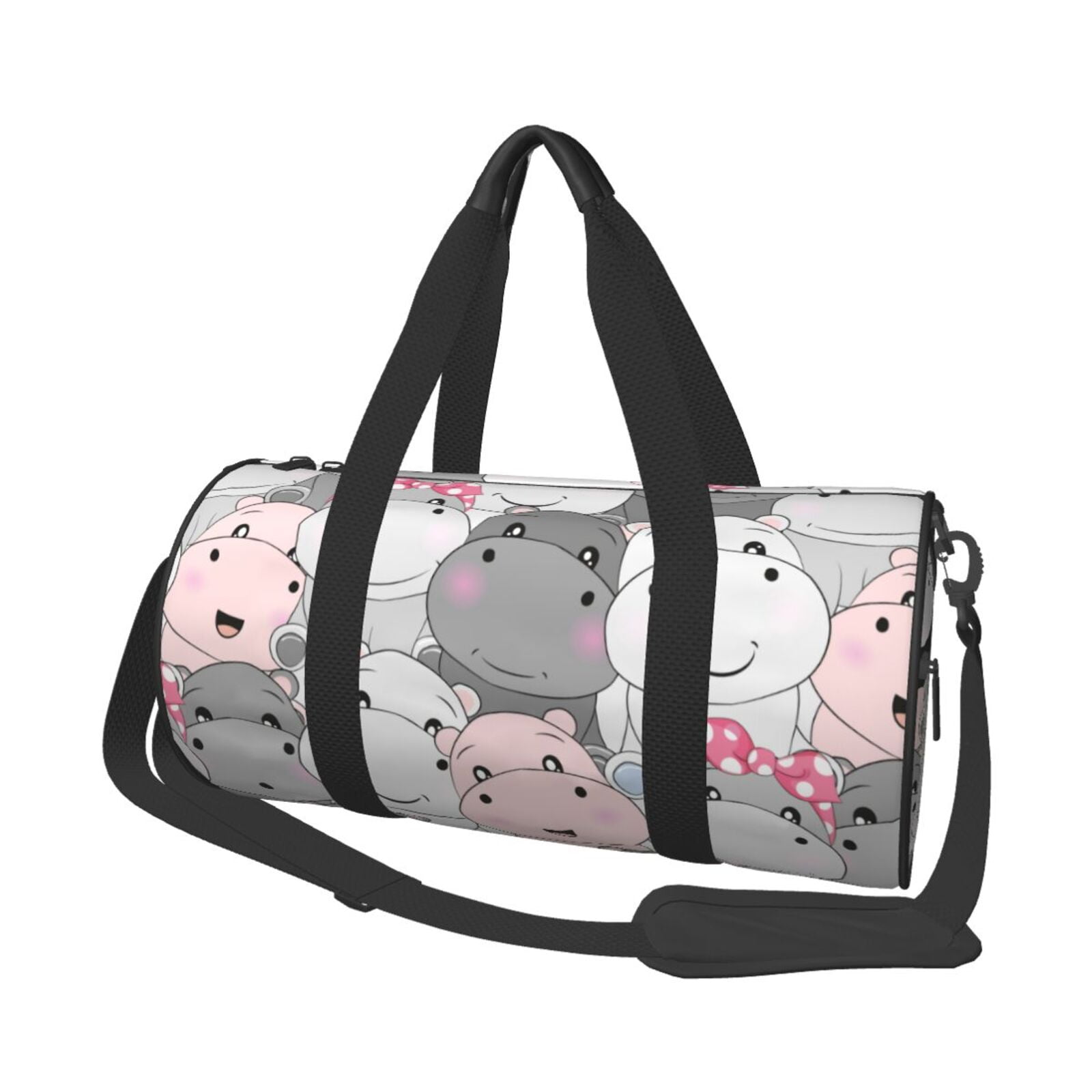 ZNDUO Cute Baby Hippo Seamless Pattern Round Travel Bag, Sports Tote ...