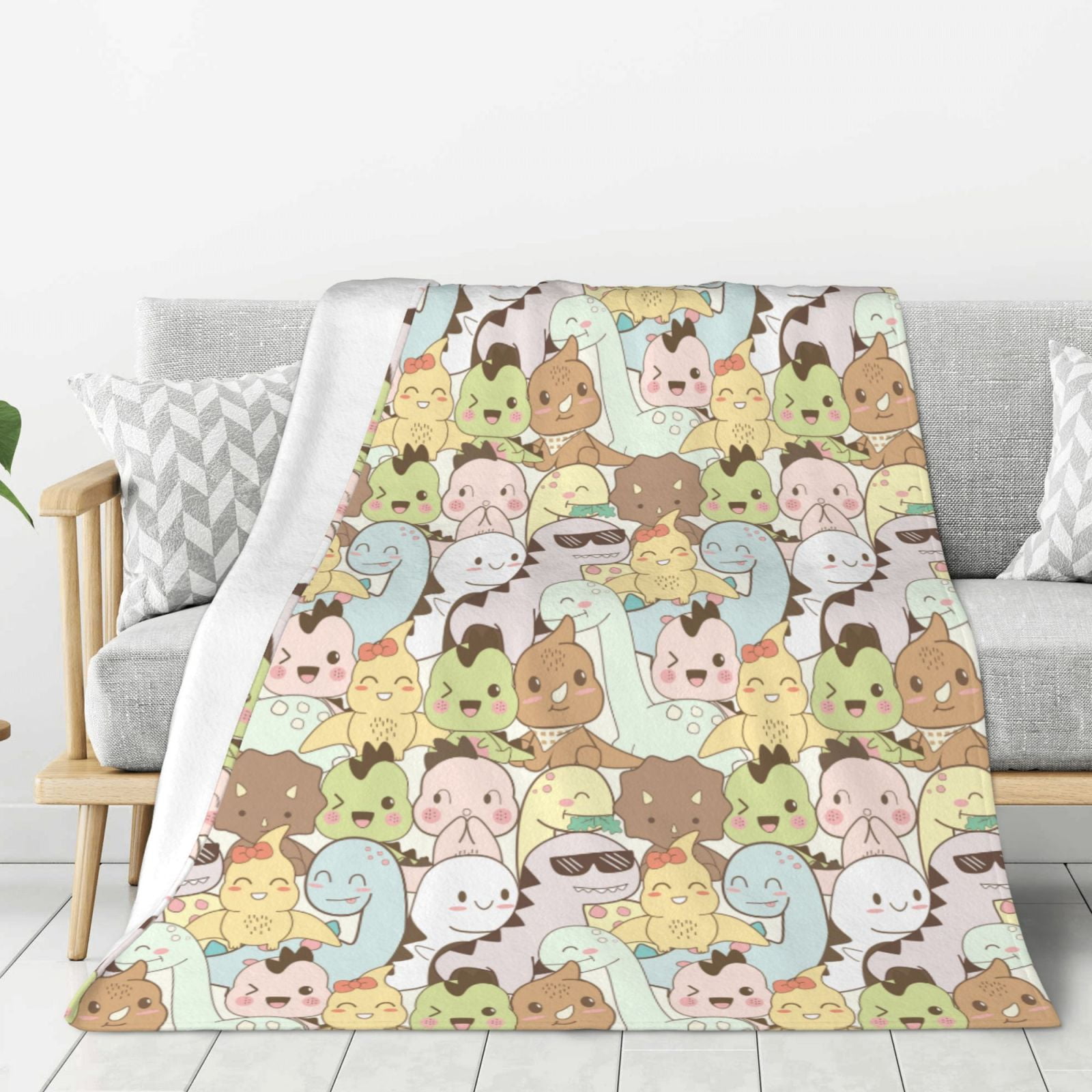ZNDUO Cute Cartoon Dino Pattern Pattern Thickening Blanket, Fluffy Soft ...