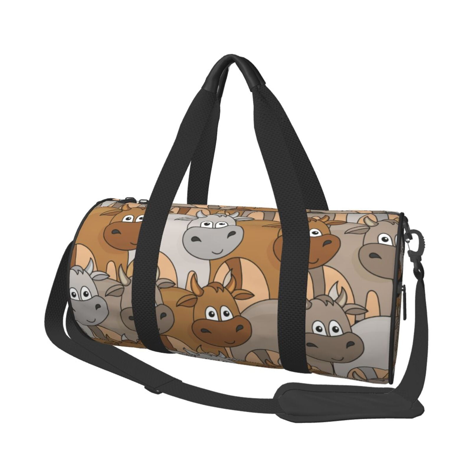 ZNDUO Cute Cartoon Little Cows Pattern Round Travel Bag, Sports Tote ...