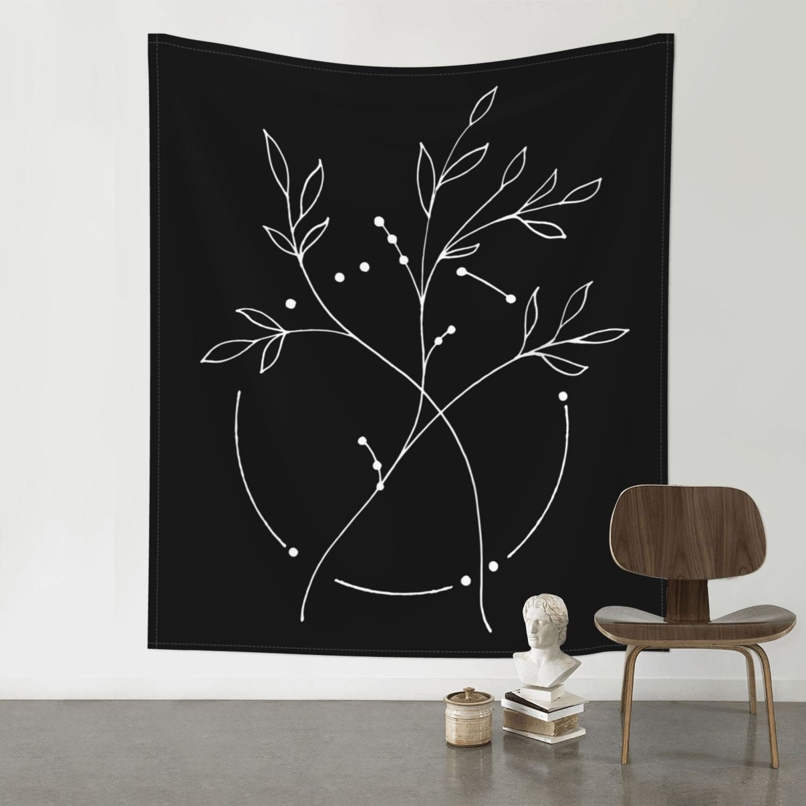 ZNDUO Elegant Twig Line Art Pattern Wall Tapestry, Tapestries for ...
