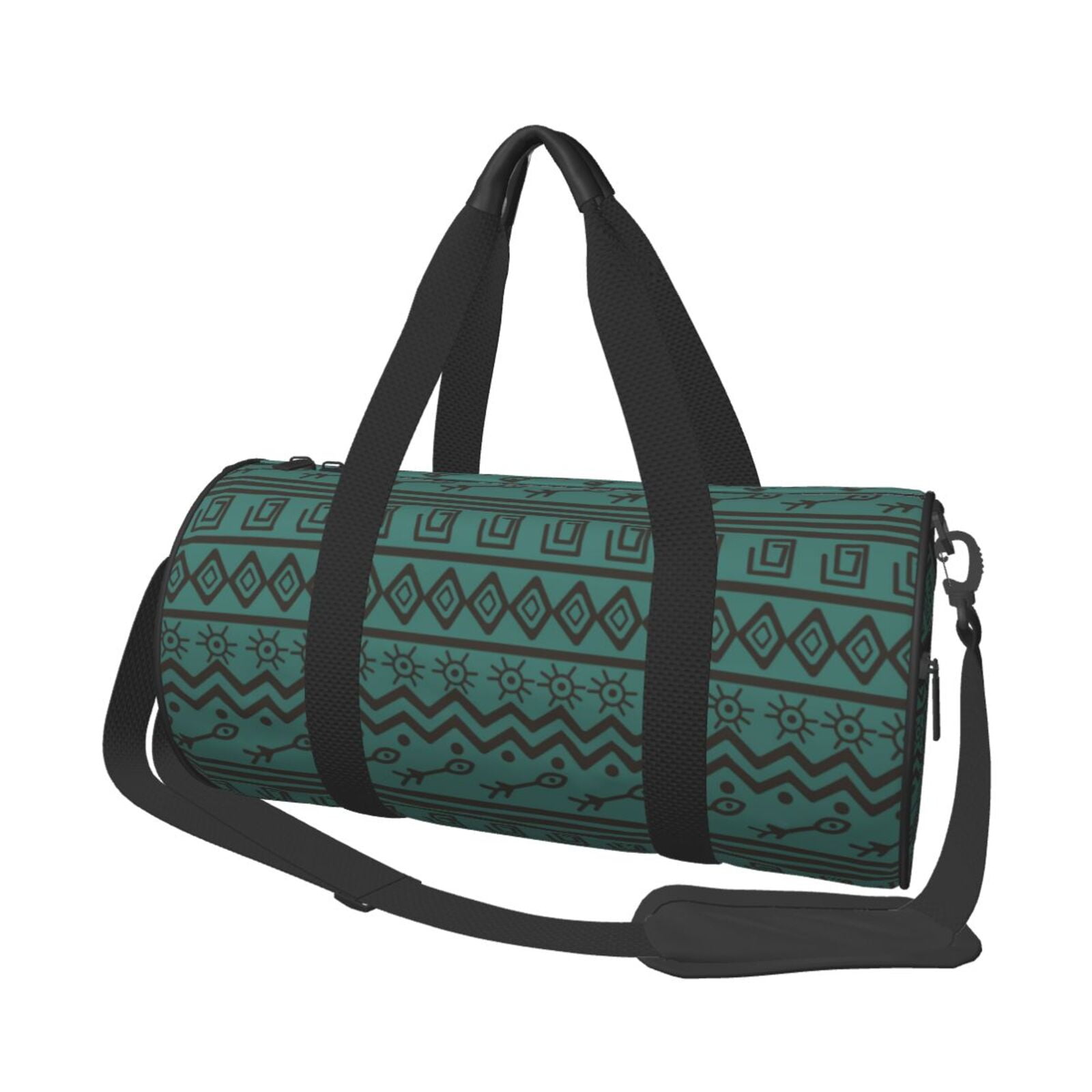 ZNDUO Flat African Design Green Pattern Round Travel Bag, Sports Tote ...