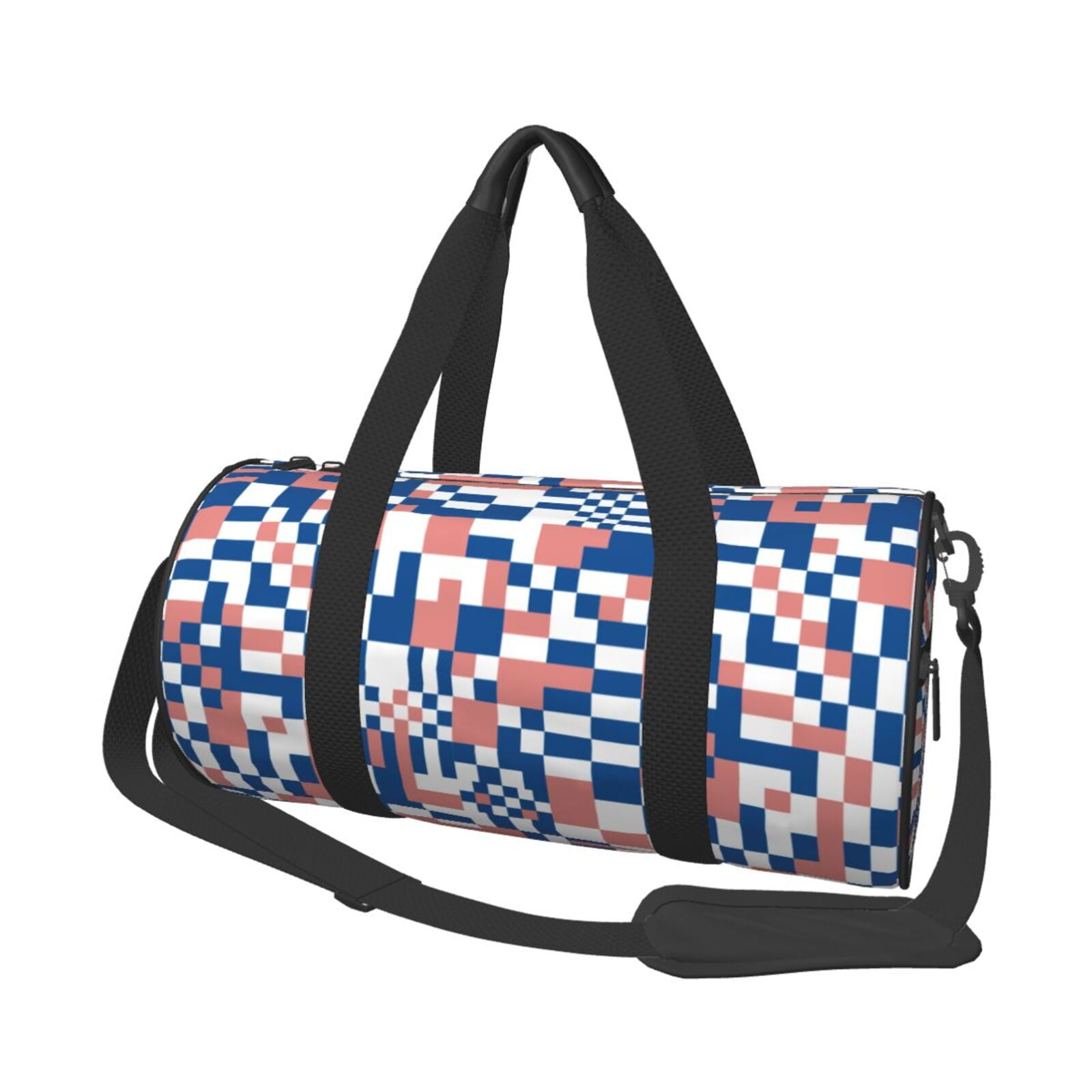 ZNDUO Flat Checkerboard Blue Block Pattern Round Travel Bag, Sports ...