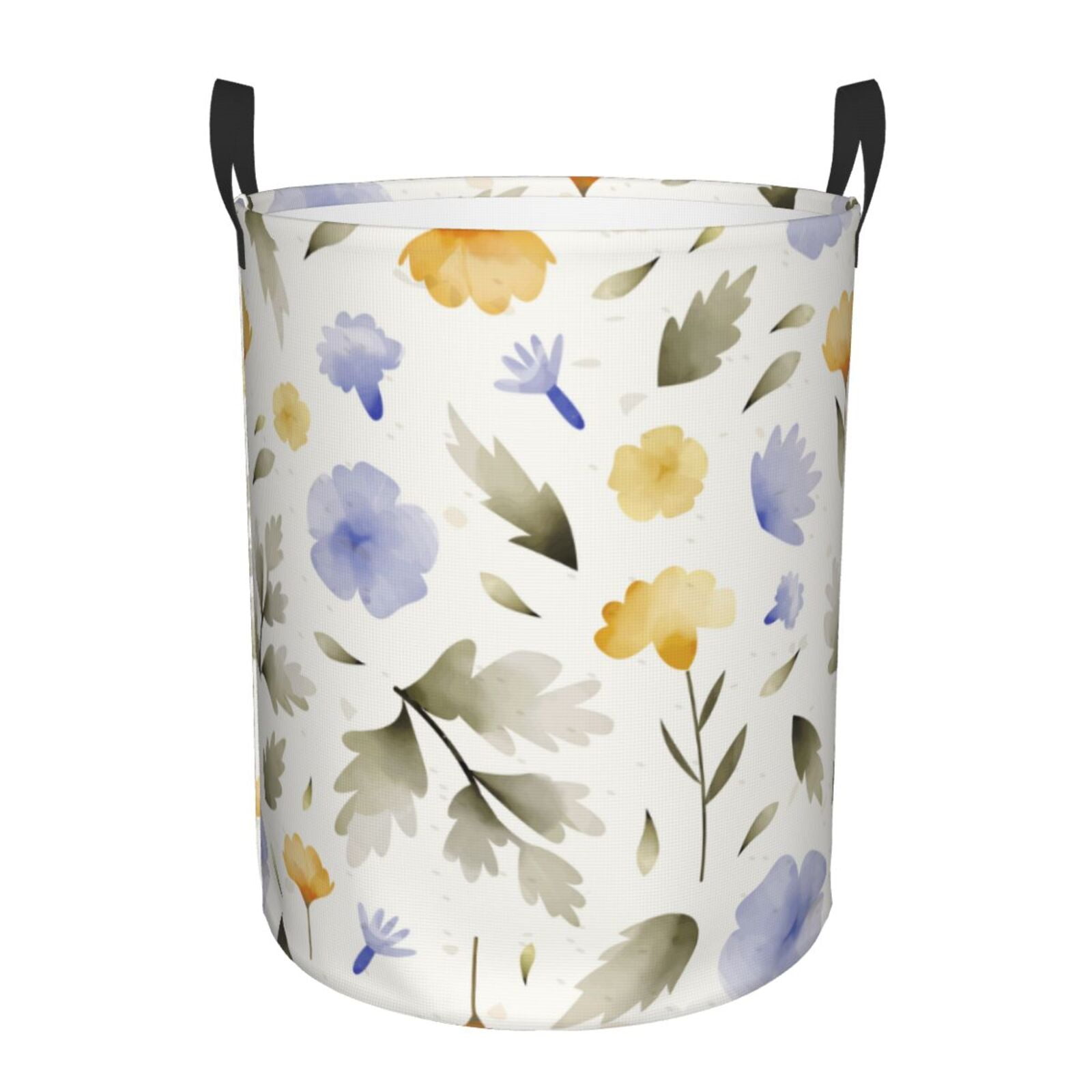 ZNDUO Fresh Watercolor Flower Art Pattern Laundry Basket, Waterproof ...