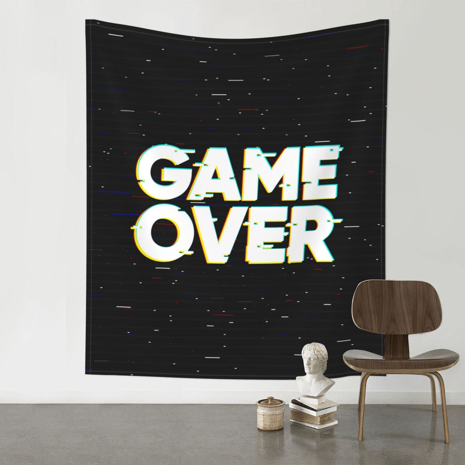 ZNDUO Glitch Effect Art Game Over Stripes Pattern Wall Tapestry ...
