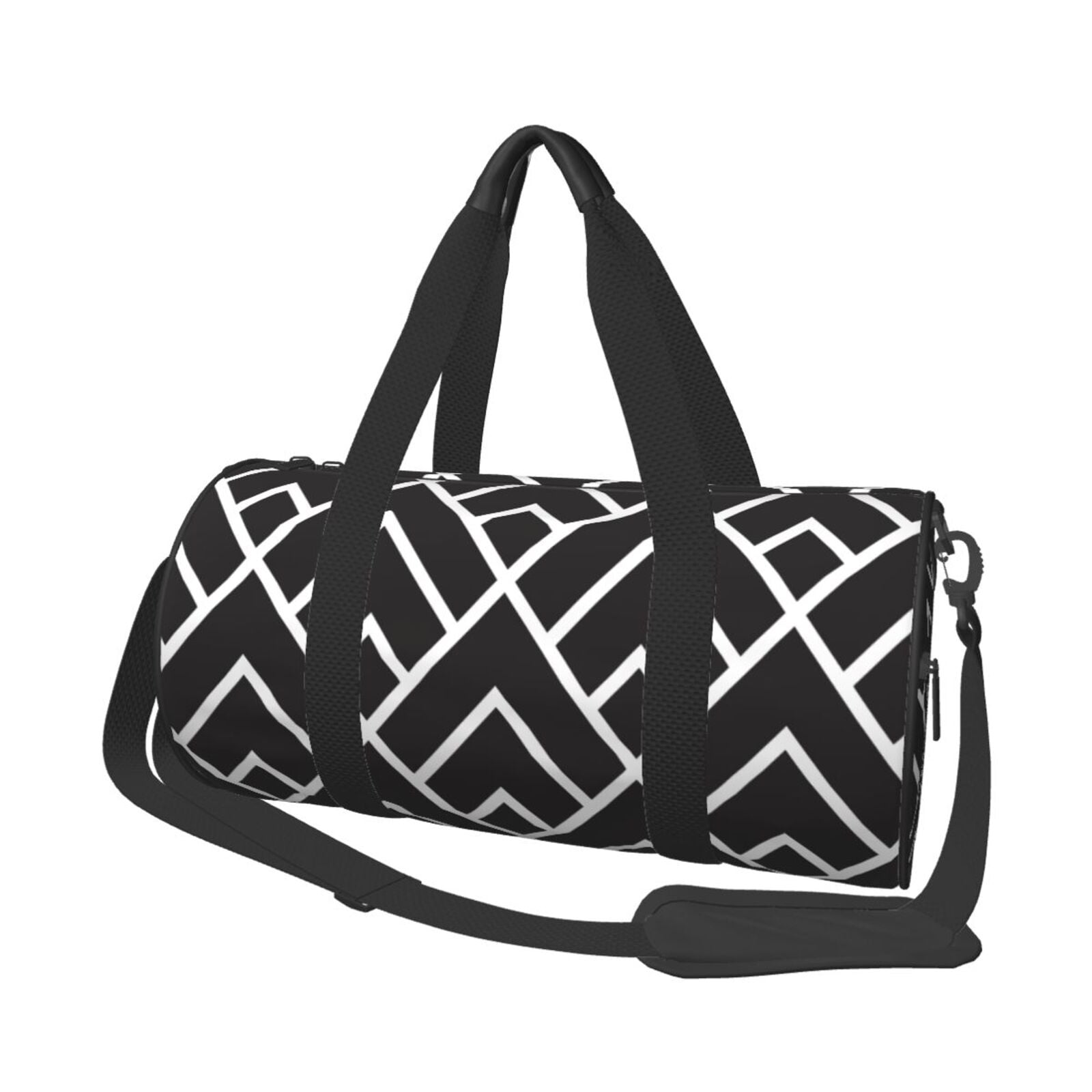 ZNDUO Gray Triangle Element Pattern Round Travel Bag, Sports Tote Gym ...