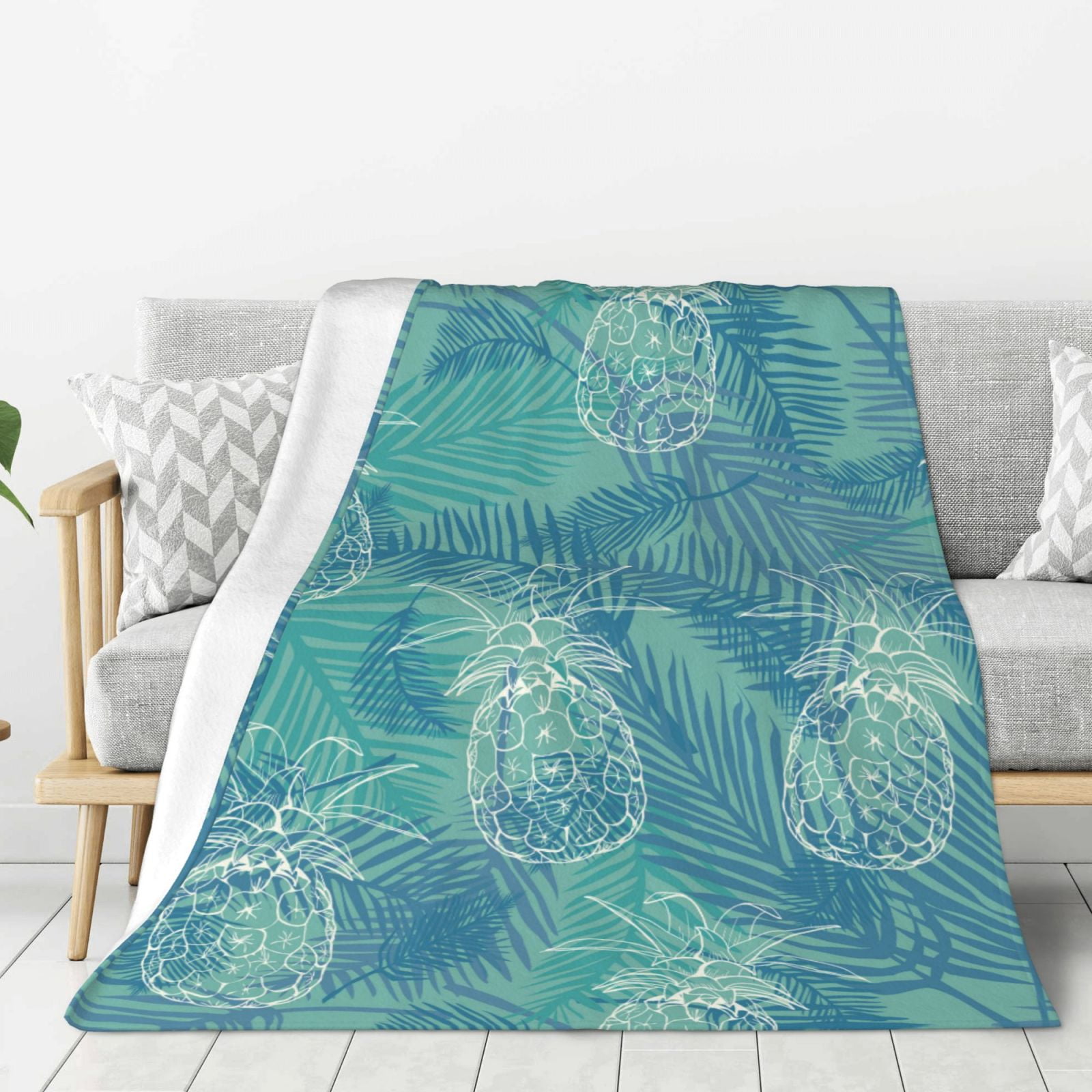 ZNDUO Green Leaf Pineapple Texture Pattern Pattern Thickening Blanket ...