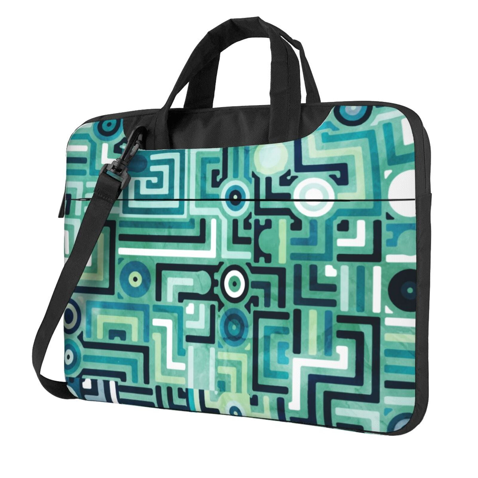 ZNDUO Green Watercolor Geometric Pattern Laptop Bag, 13 inch Business ...