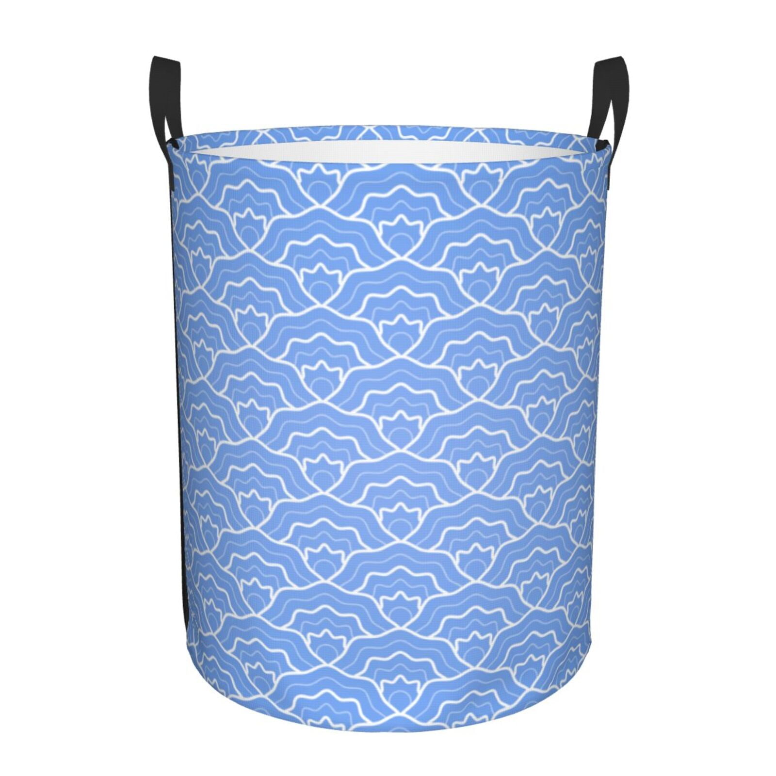 ZNDUO Japanese Blue Abstract Waves Pattern Laundry Basket, Waterproof ...