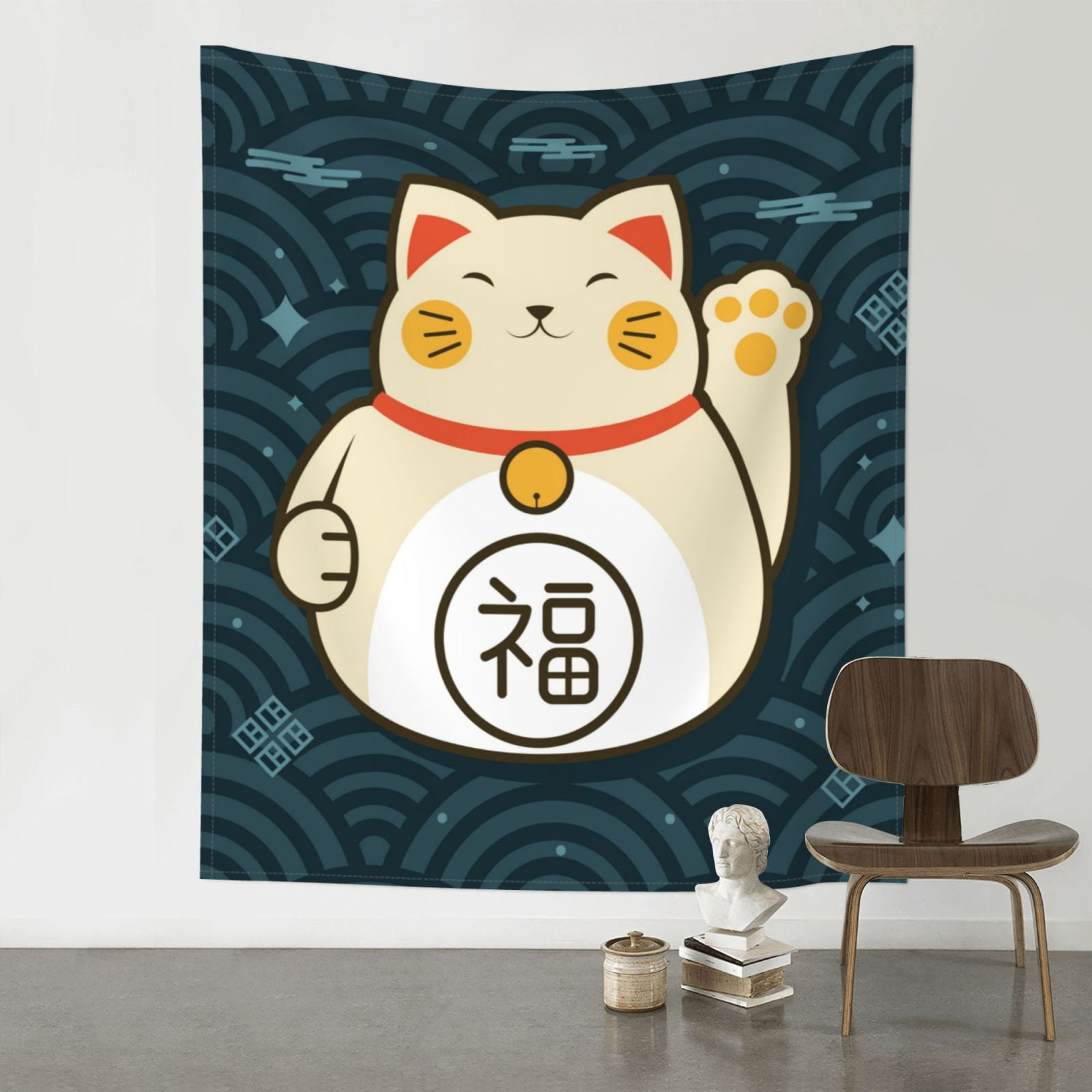 ZNDUO Japanese Cat Maneki Neko Pattern Wall Tapestry, Tapestries for ...