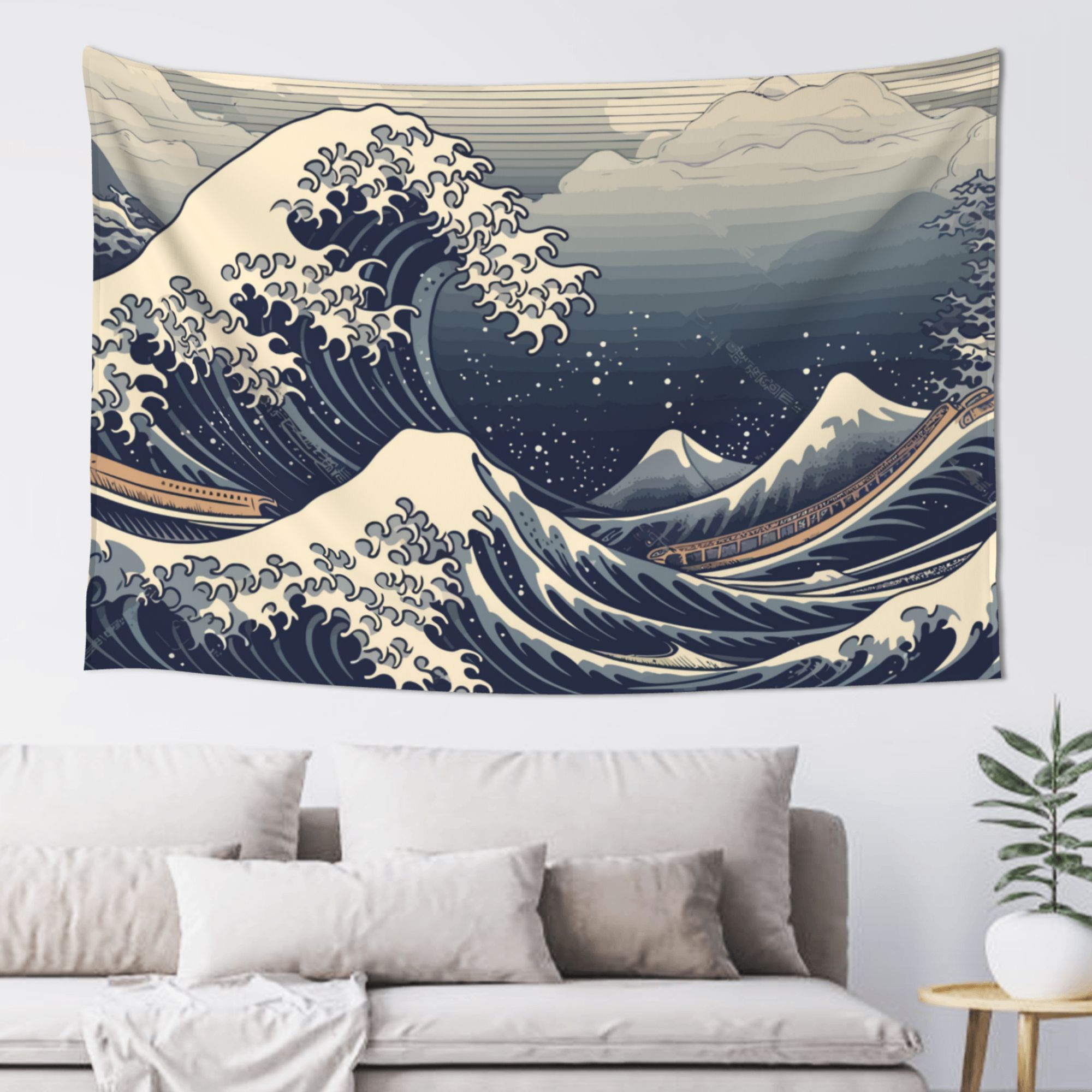 ZNDUO Japanese Great Waves Tapestry, Wall Tapestries for Bedroom, 60 x ...