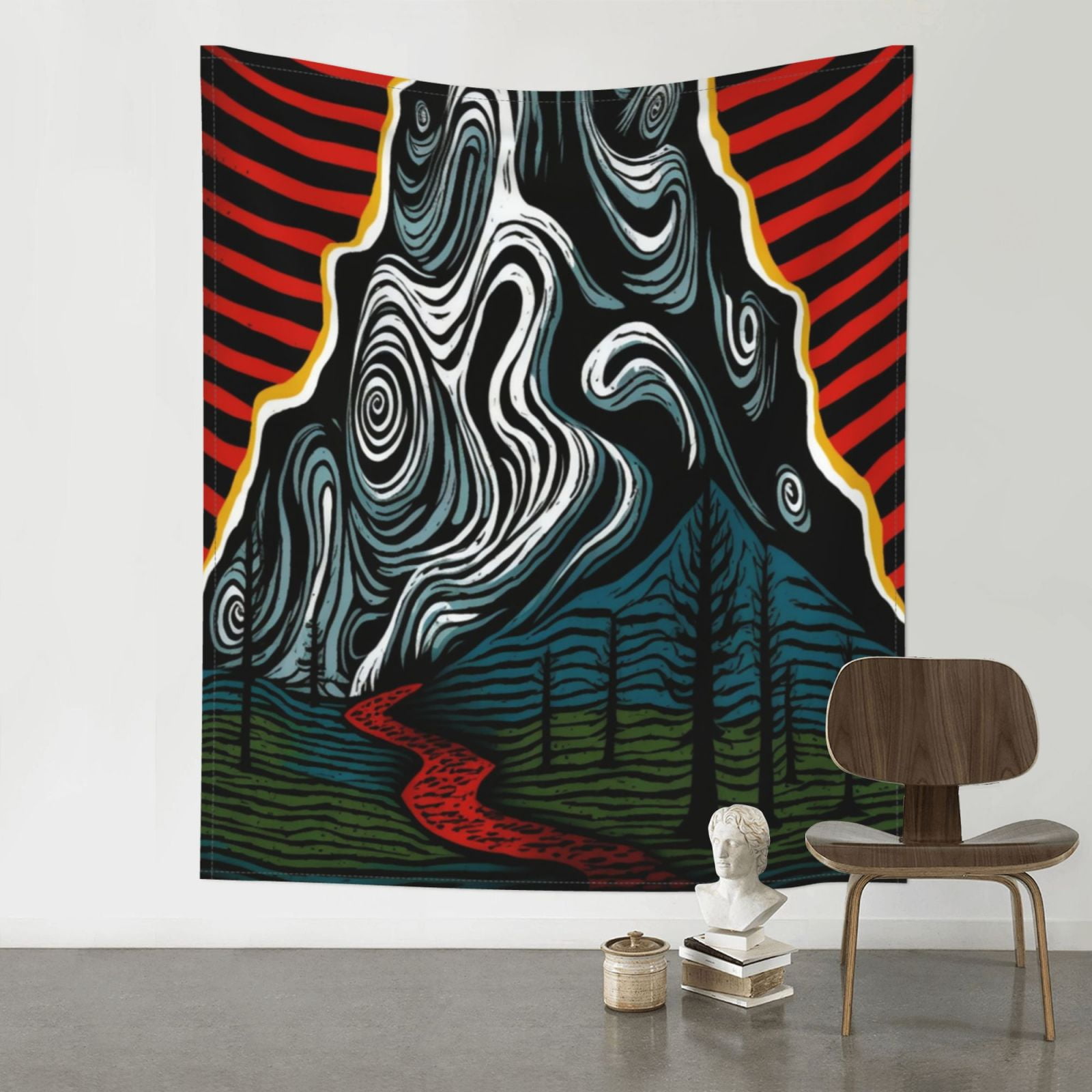 ZNDUO Japanese Mountain Abstract Art Pattern Wall Tapestry, Tapestries ...
