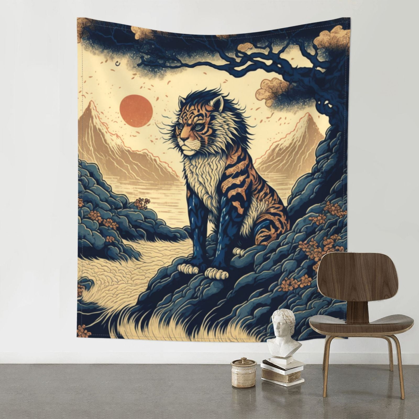 ZNDUO Japanese Tiger Mount Fuji Abstract Pattern Wall Tapestry ...