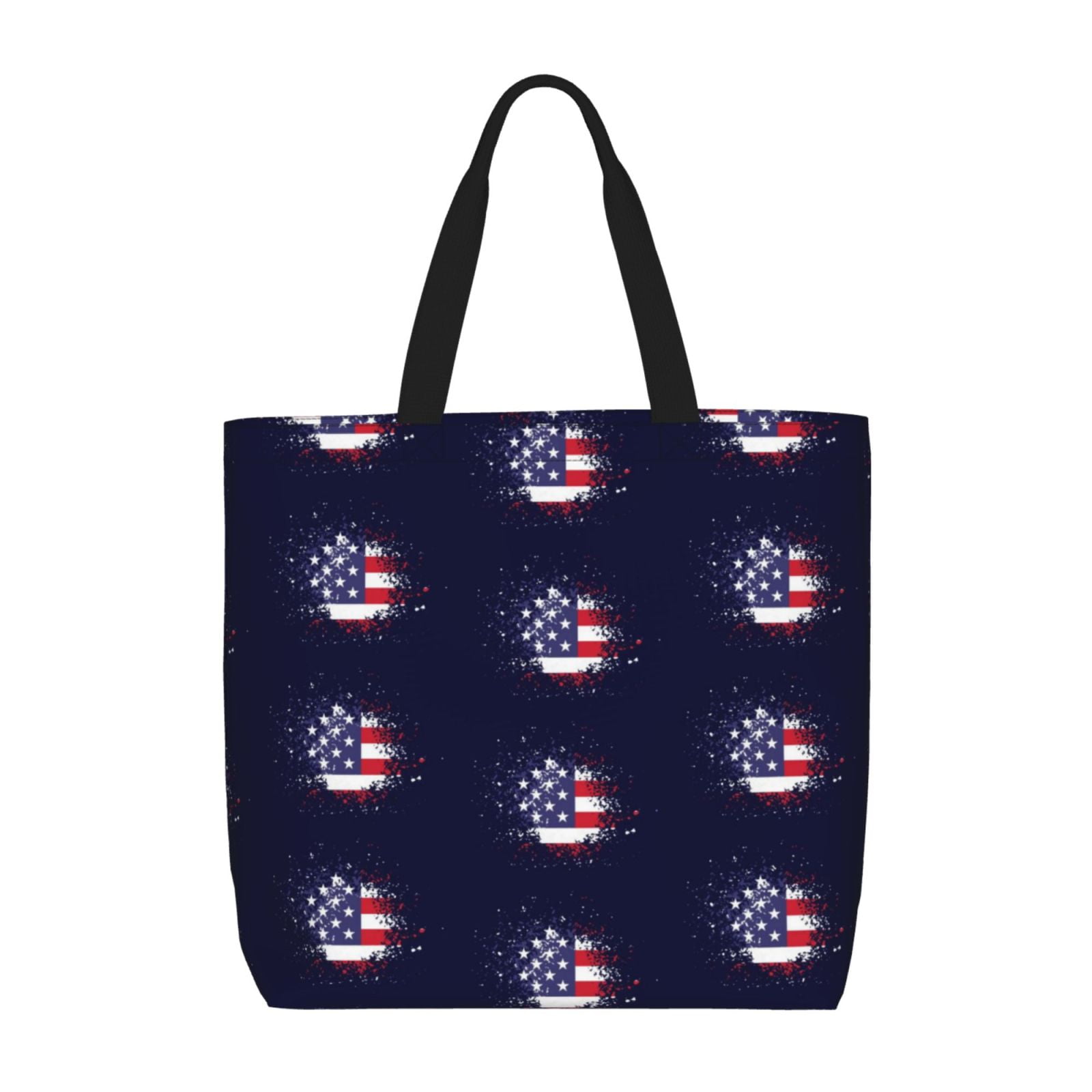ZNDUO July Usa Day Flag Blue Pattern Large Tote Bag, Zipper Lightweight ...