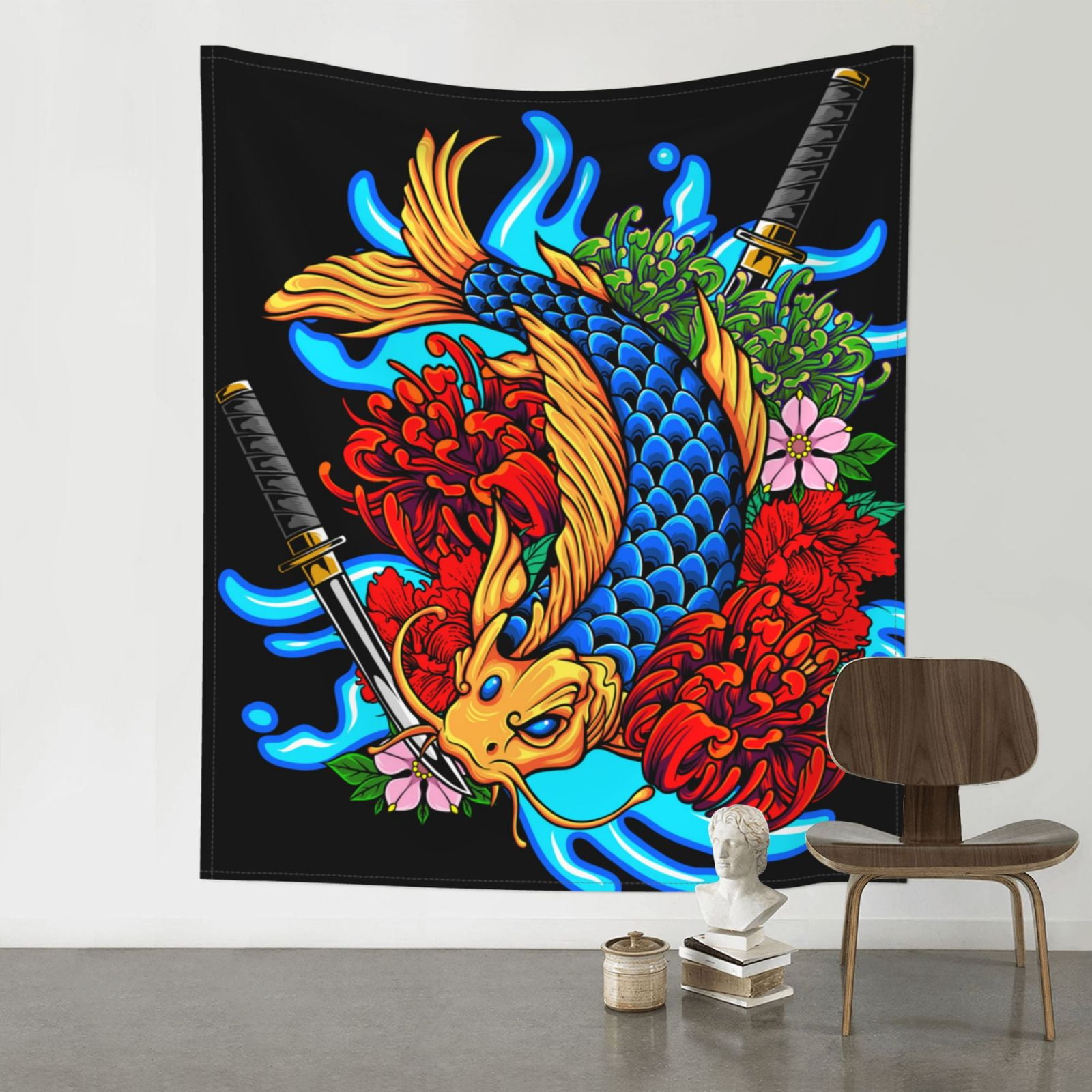 ZNDUO Koi Fish Cartoon Pattern Wall Tapestry, Tapestries for Living ...