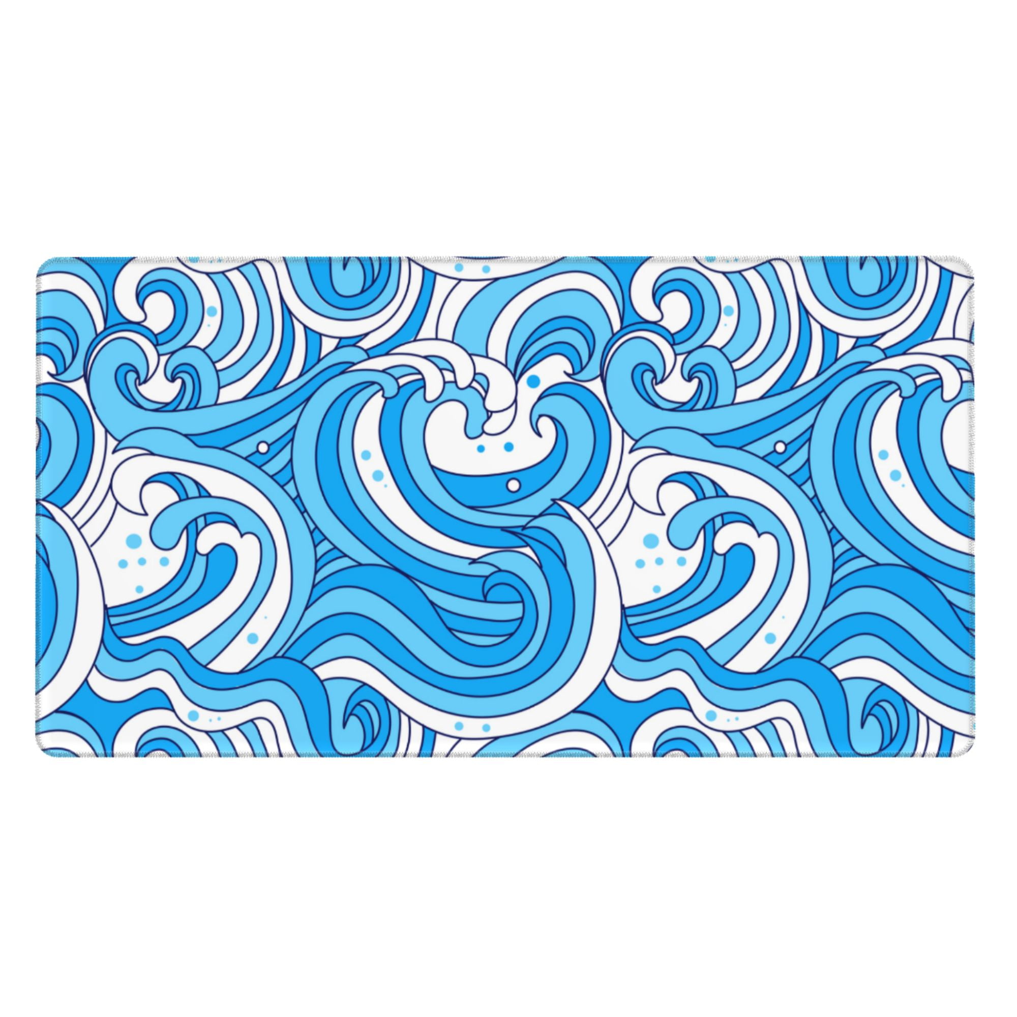 ZNDUO Large Rubber Mouse Pad Non-slip Desk Mat Blue Abstract Wave ...
