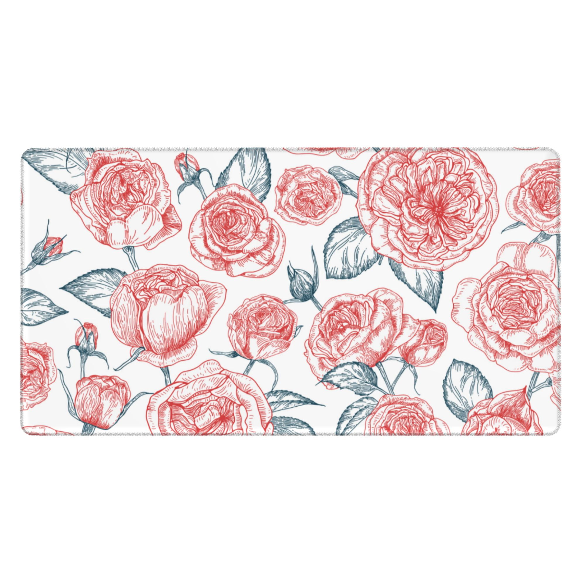 ZNDUO Large Rubber Mouse Pad Non-slip Desk Mat Red Abstract Line Flower ...