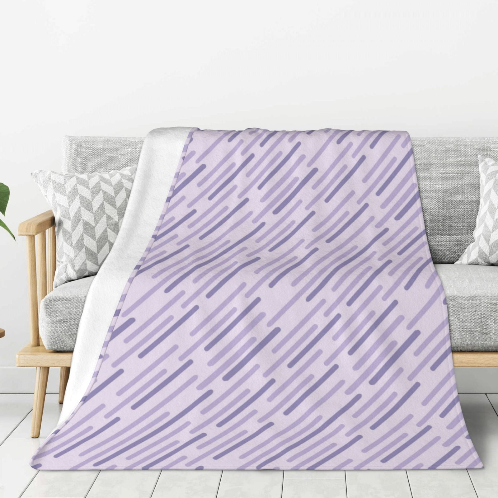 ZNDUO Light Purple Stripes Pattern Pattern Thickening Blanket, Fluffy ...