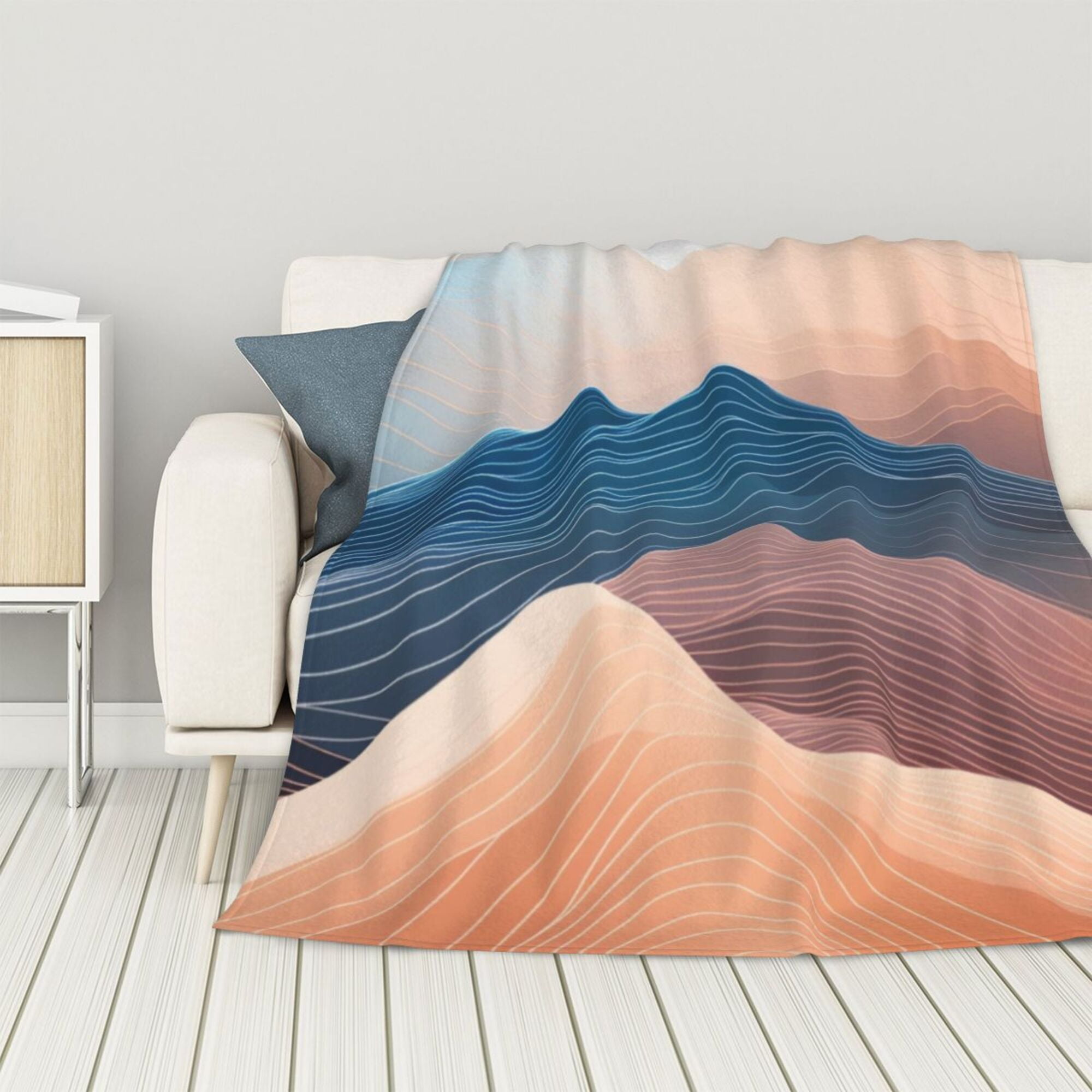 ZNDUO Lightweight Microfiber Bed Blanket, Abstract Mountains Line Art ...