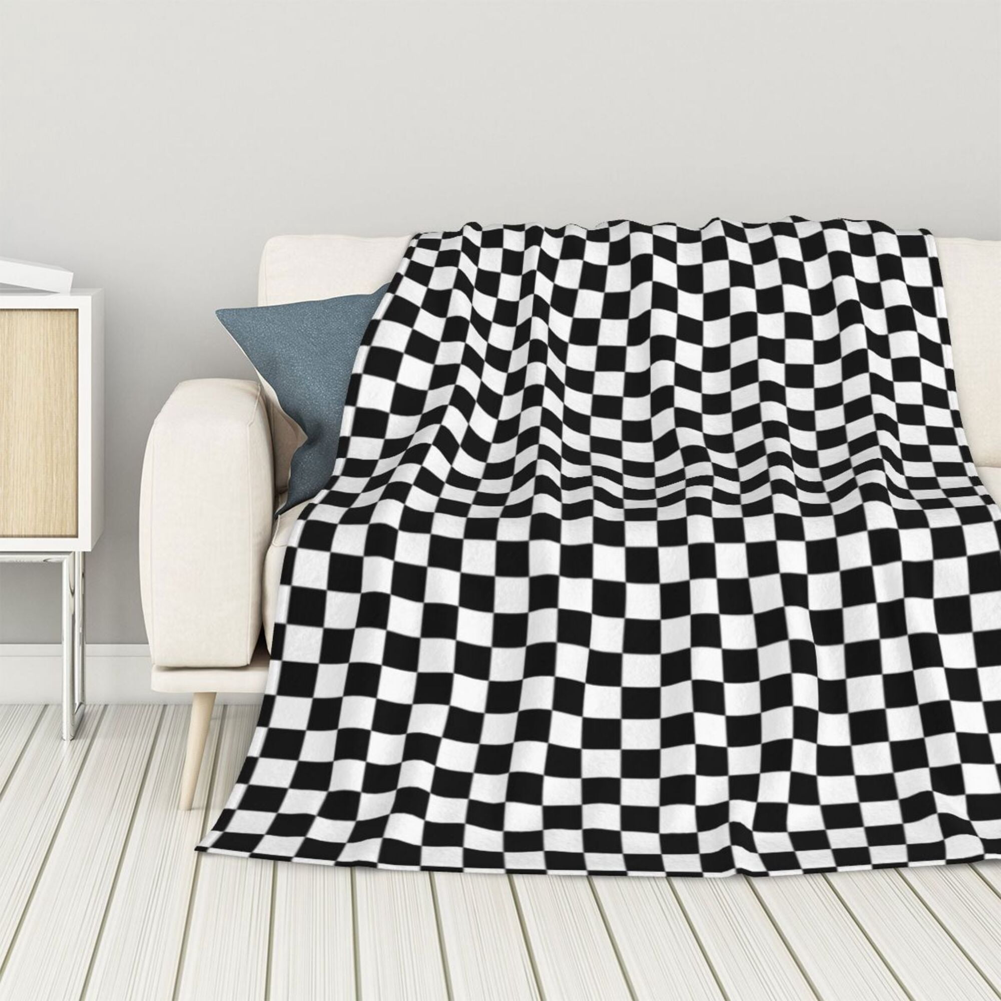 ZNDUO Lightweight Microfiber Bed Blanket, Black and White Square ...