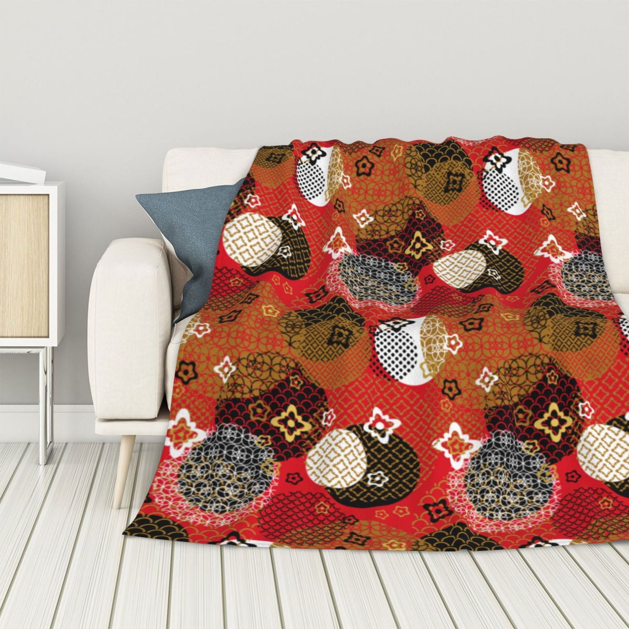 ZNDUO Lightweight Microfiber Bed Blanket, Blessing Balls Print Red ...